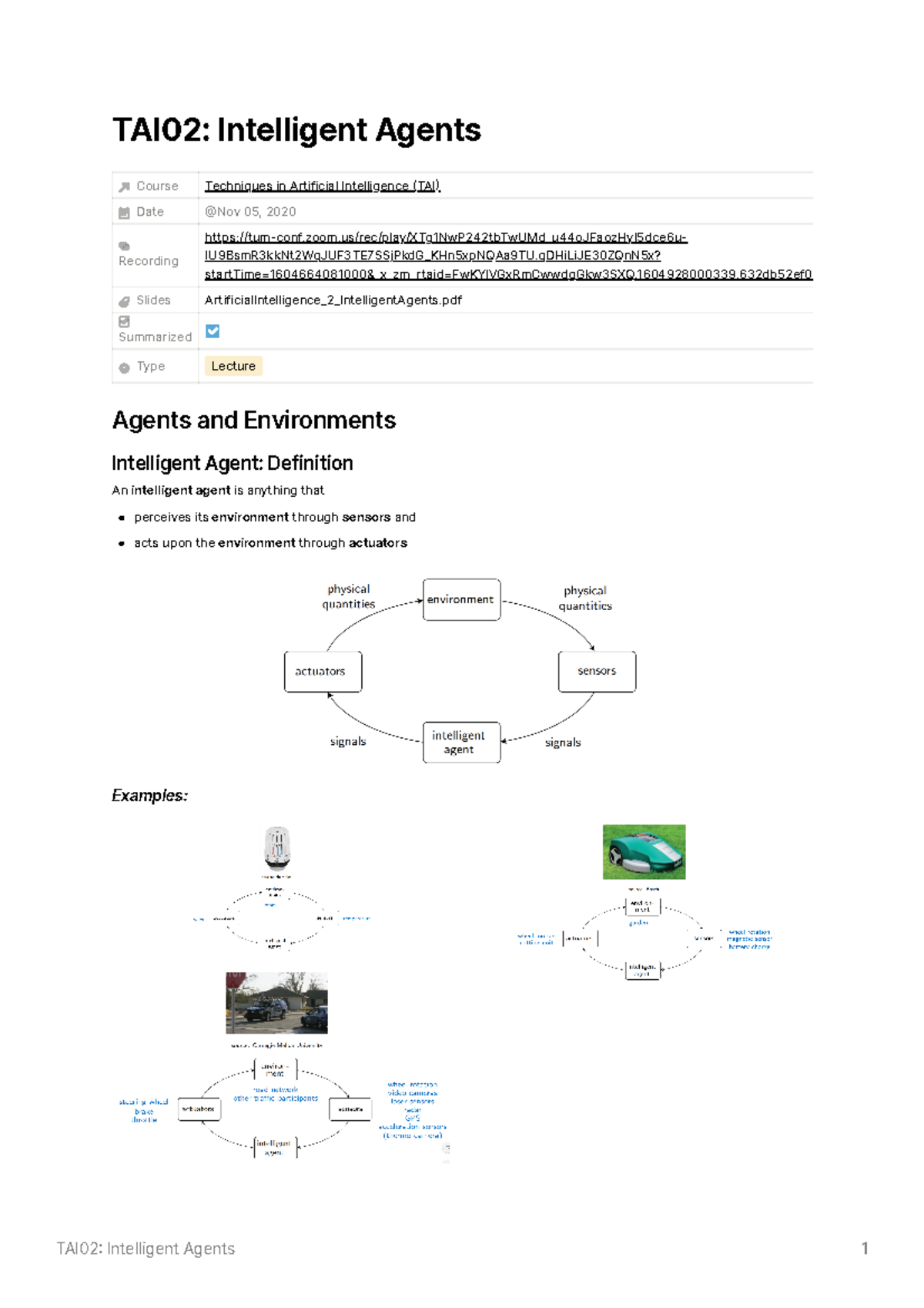 Techniques in Artificial Intelligence WS2020 Lecture 02: Intelligent ...