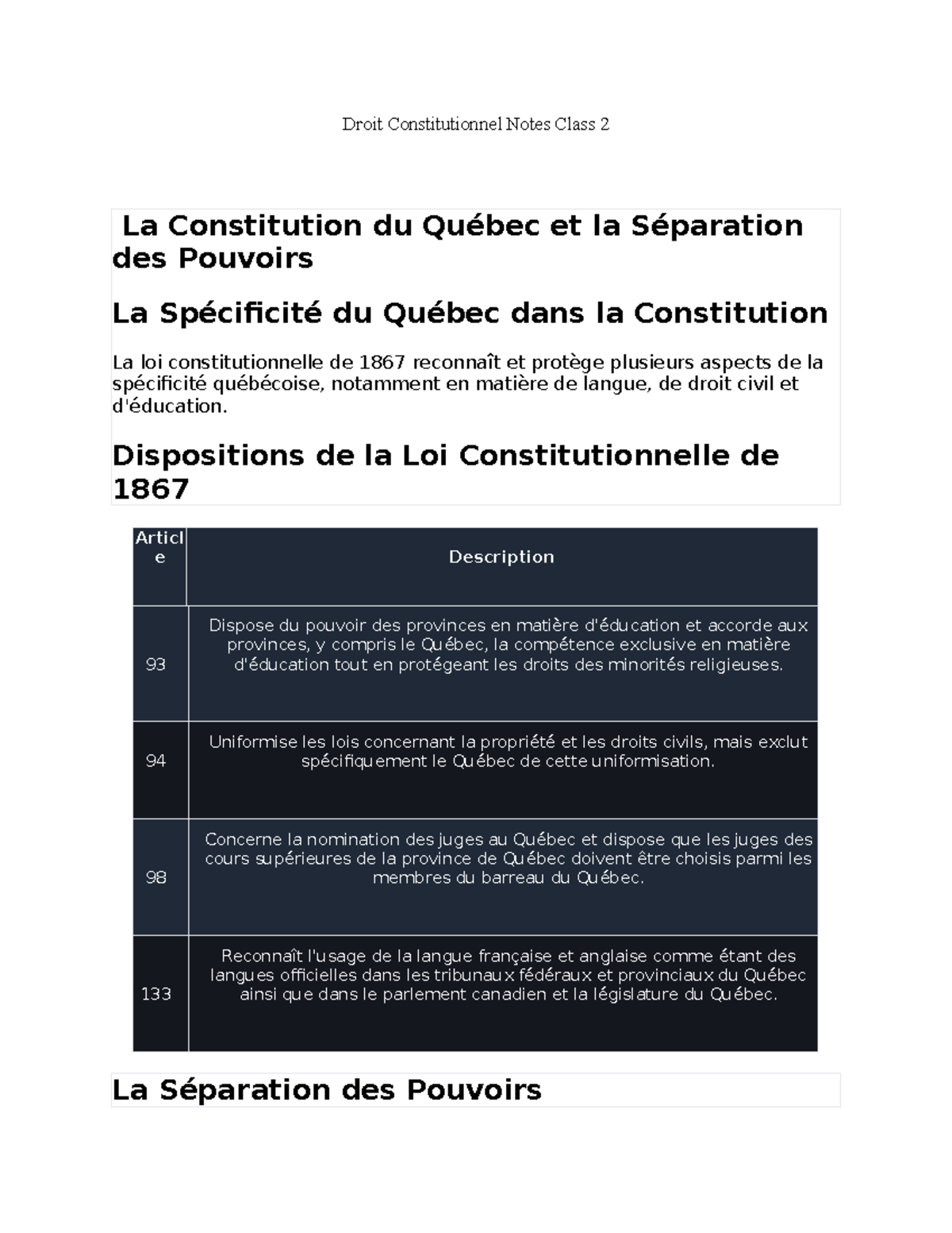 Notes class 2 - Droit Constitutionnel Notes Class 2 La Constitution du ...