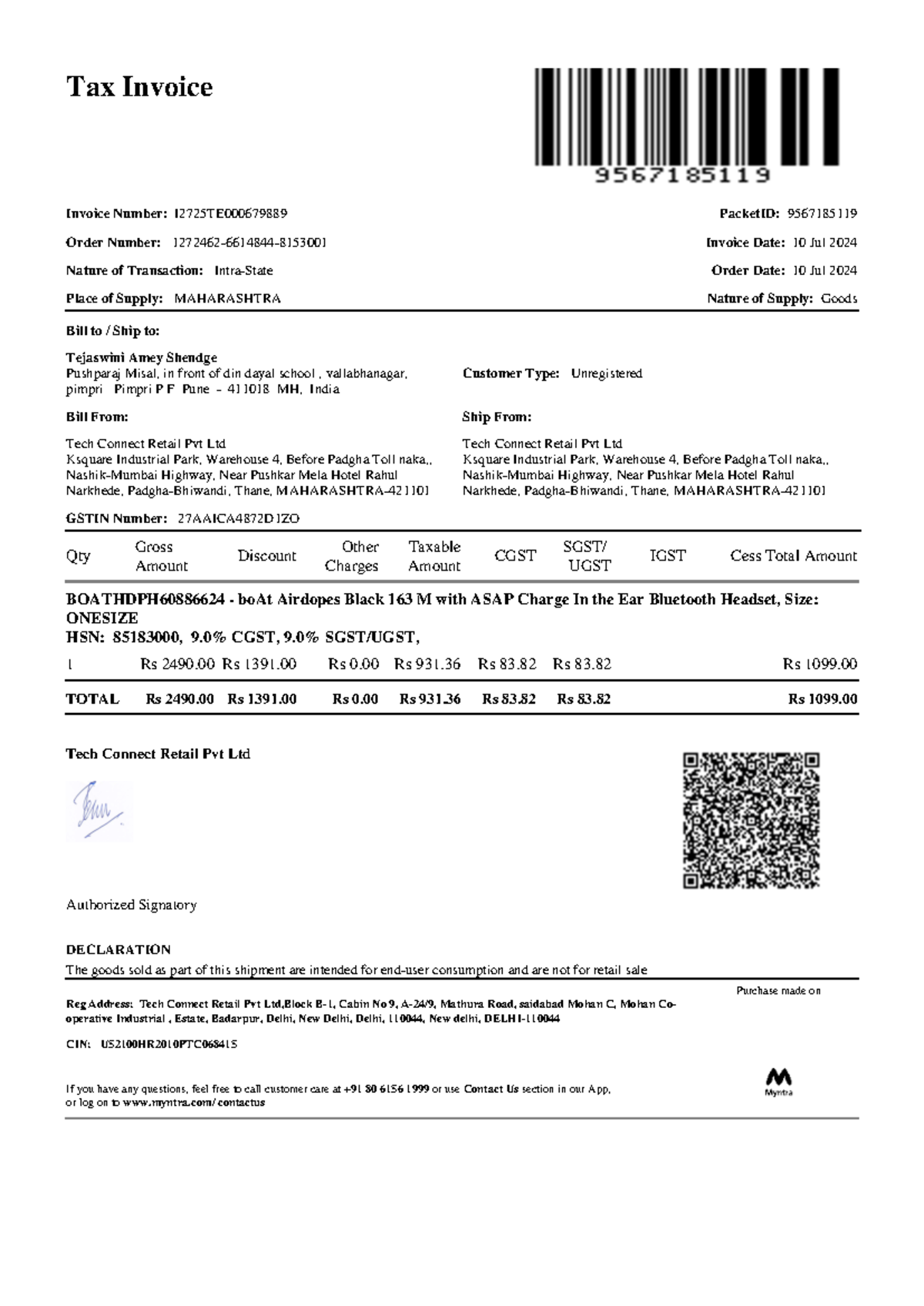 Item Invoice Download - Notes - Tax Invoice Invoice Number ...