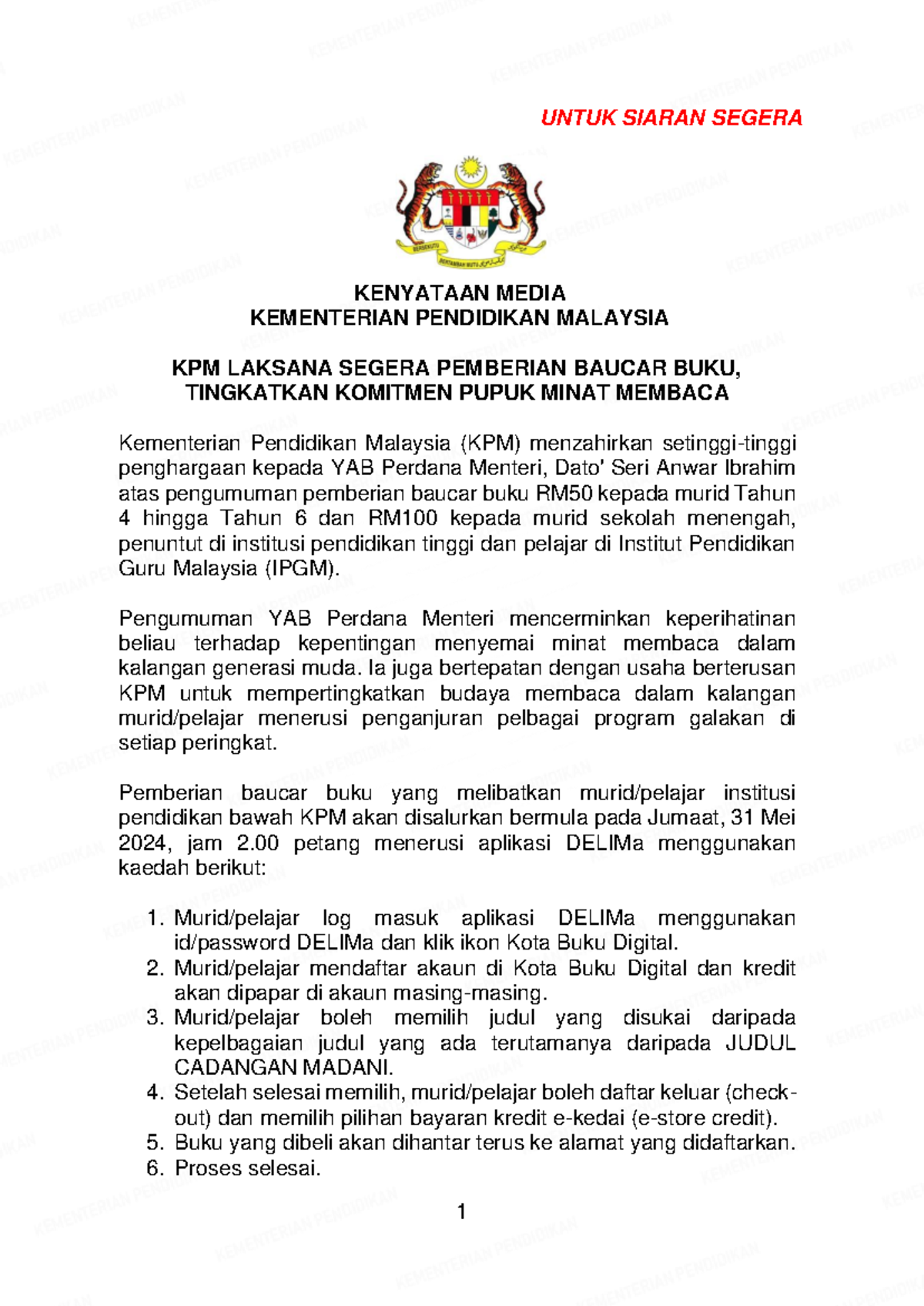 KM KPM KPM Laksana Segera Pemberian Baucar BUKU, Tingkatkan Komitmen ...