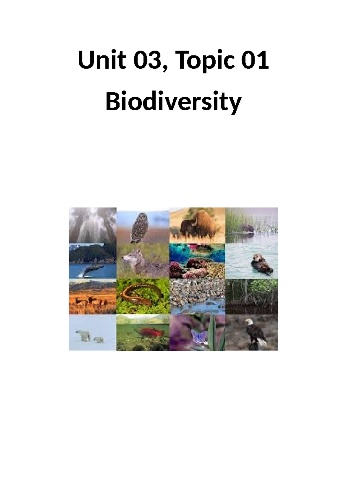 Biooooooo Doccc - 40 pages of notes - Unit 03, Topic 01 Biodiversity 2 ...