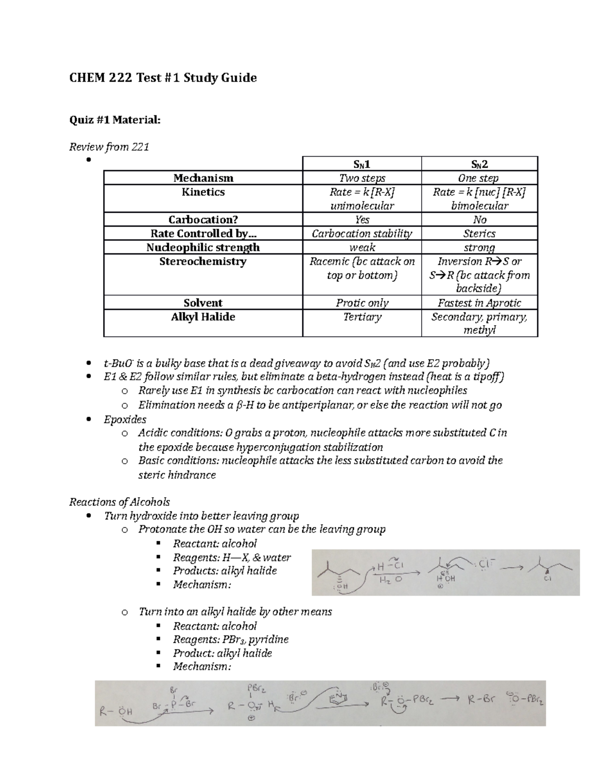 Test #1 Study Guide - Summary Organic Chemistry II - CHEM Test Study ...
