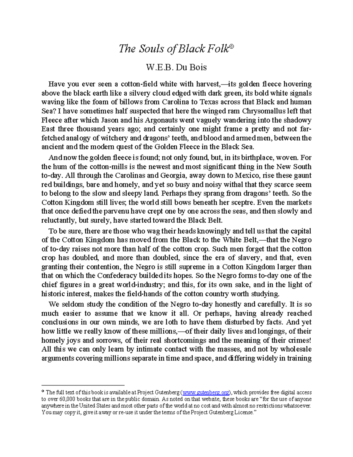 BUSI 100 Class #6 reading - The Souls of Black Folk W.E. Du Bois Have ...