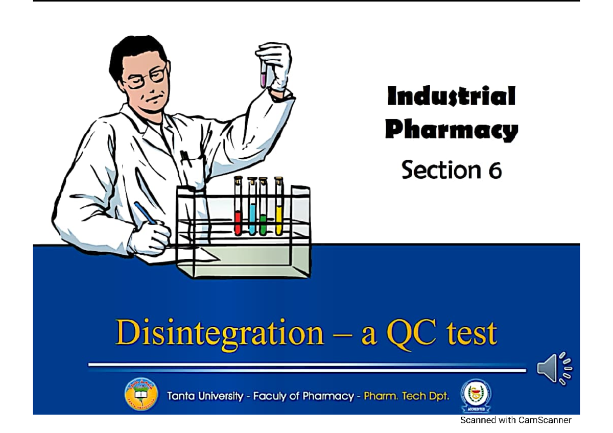 Industerial pharmacy-GMP practical(Disintegration) - Industrial ...