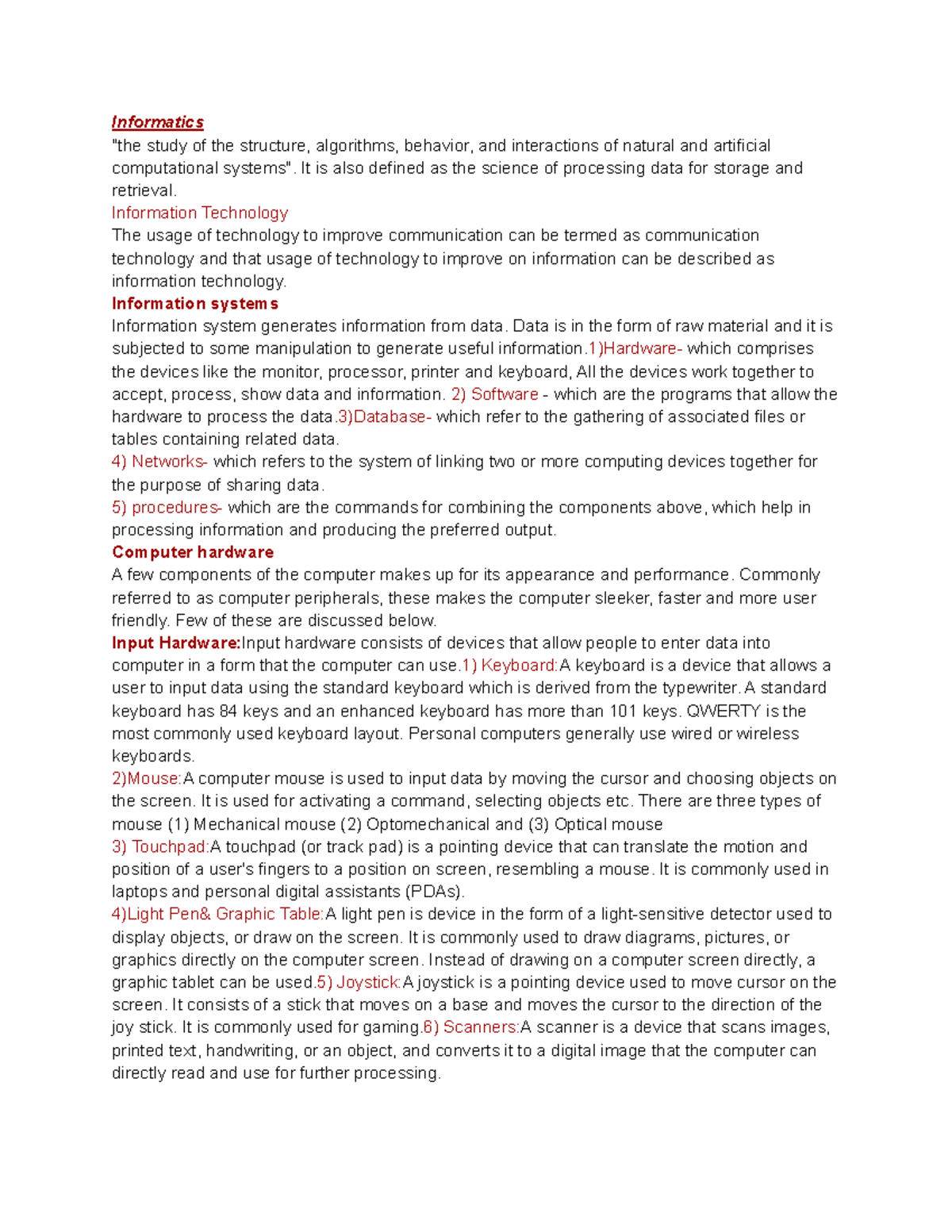 It Vcom note and rect text bc Notes for you - Informatics "the study of ...