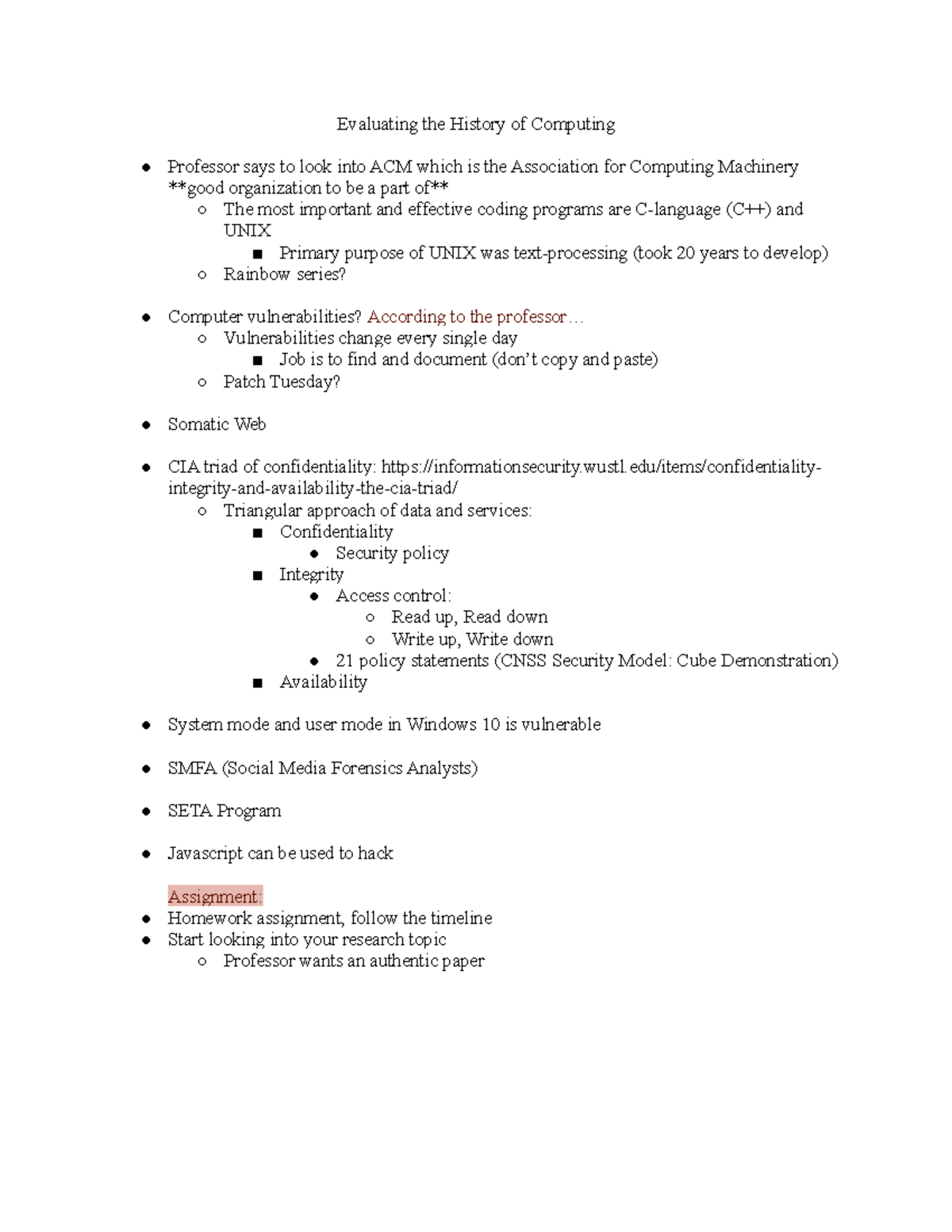 ITS-300-MC01 Lecture Notes - Evaluating the History of Computing ...