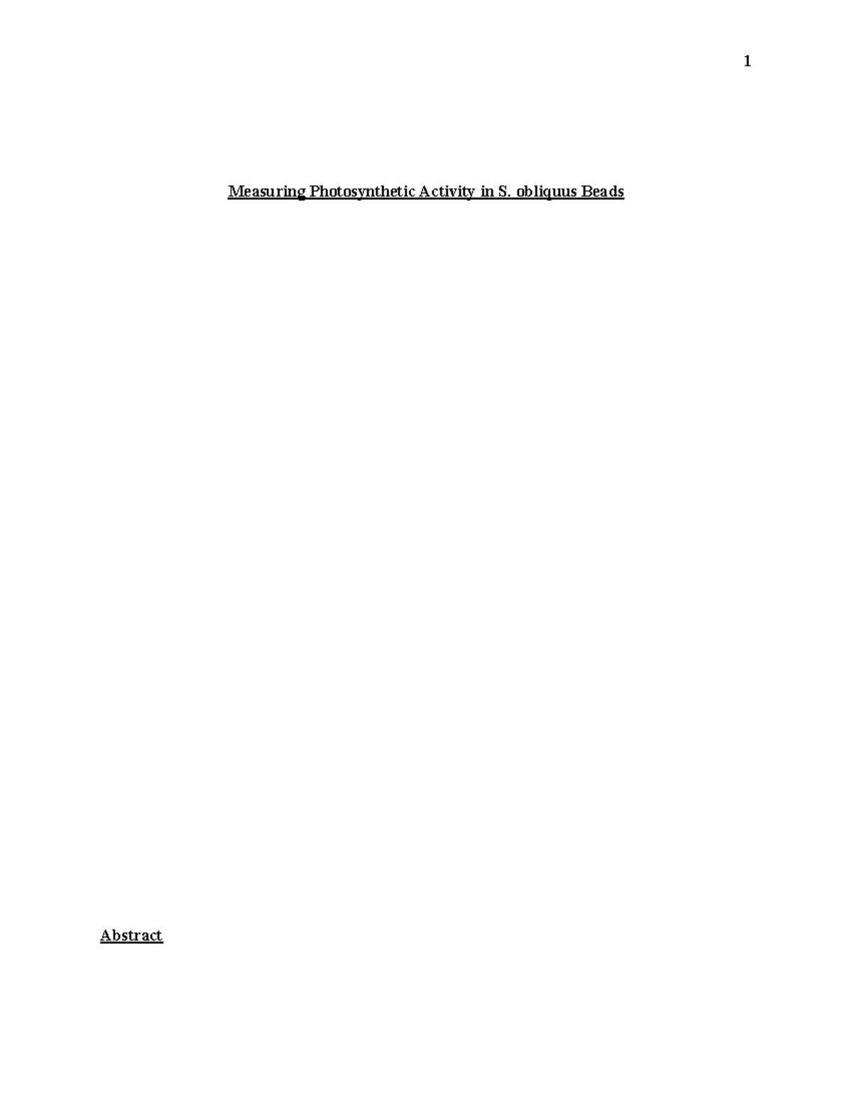 Upload lab report - Measuring Photosynthetic Activity in S. obliquus ...
