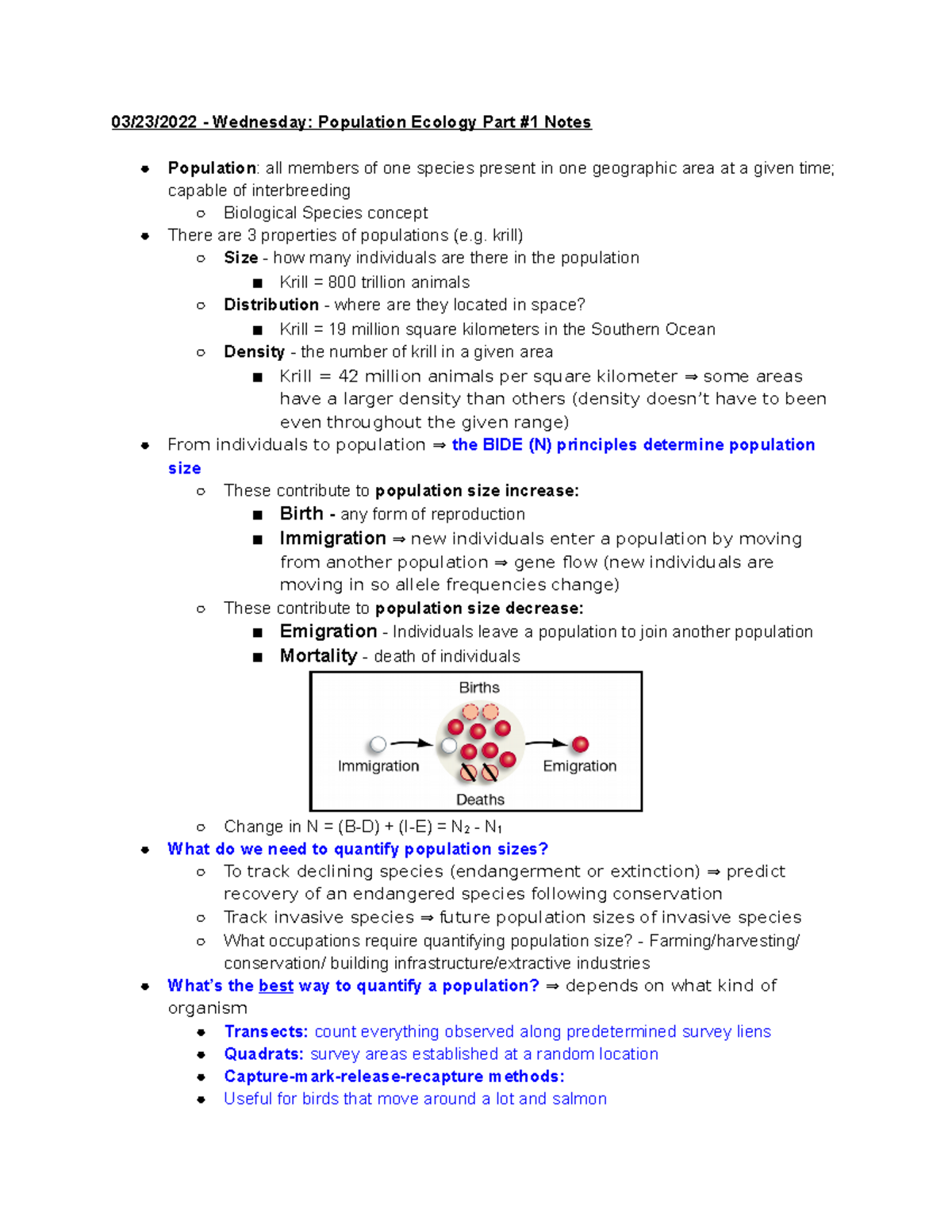 BIOL 204 M3 Ch 51 - Population Ecology Notes - 03/23/2022 - Wednesday ...