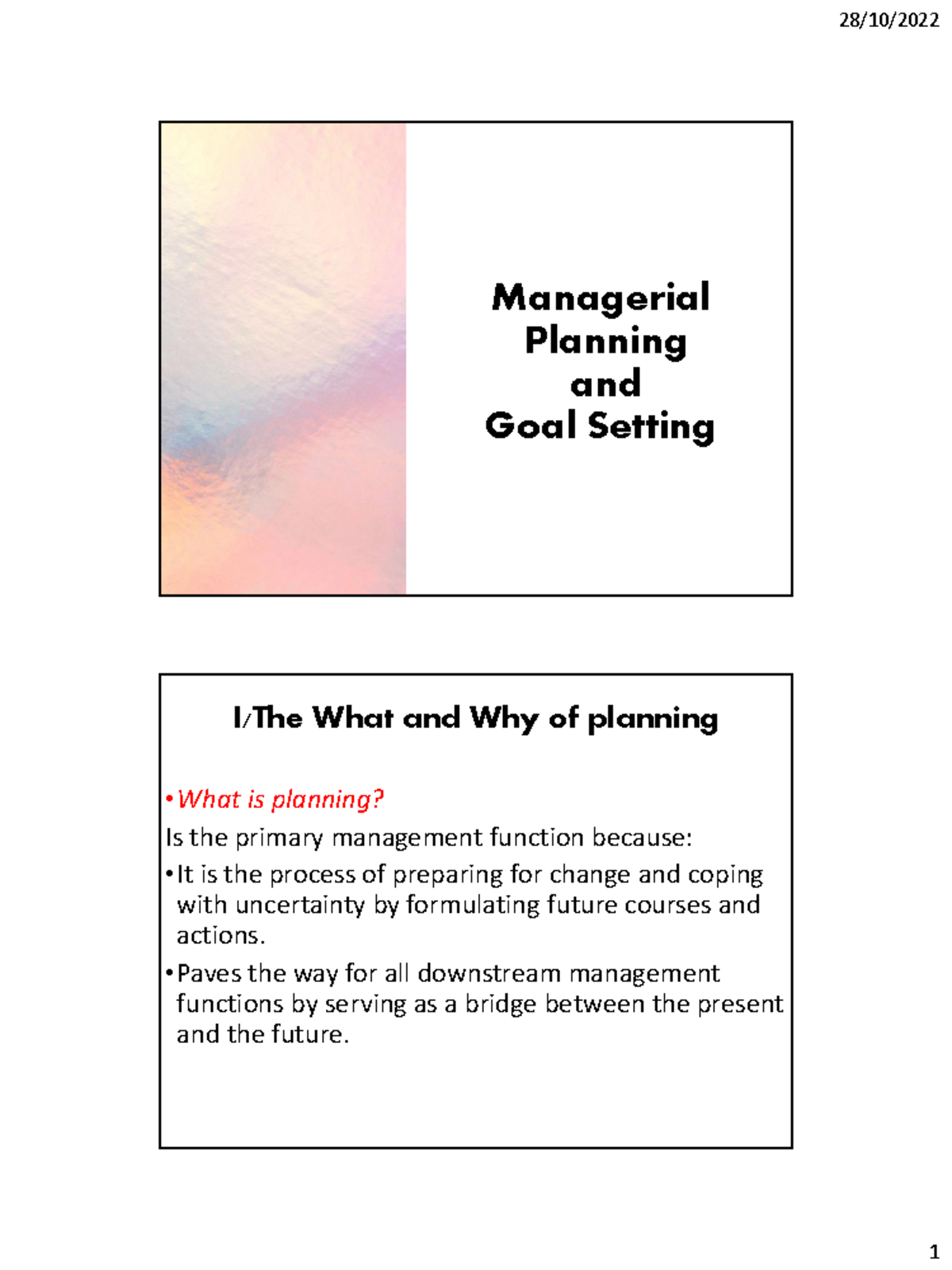 chapter5_______ - Managerial Planning and Goal Setting I/The What and ...