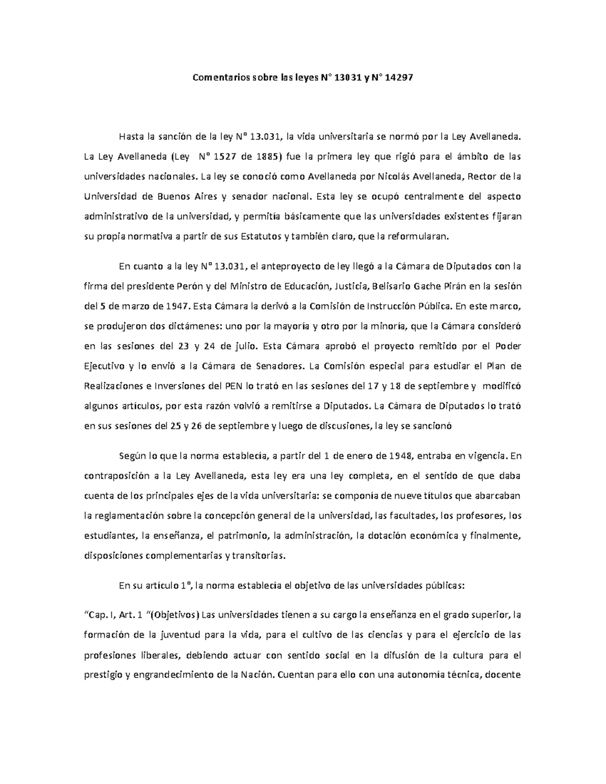 Comentario leyes N° 13031 y 14297 - Comentarios sobre las leyes N ...