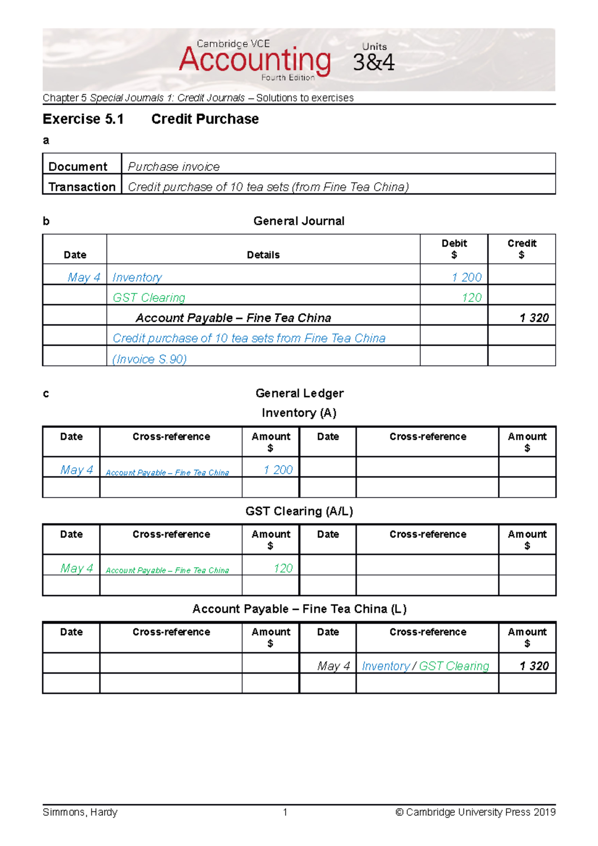 Chapter 5 solutions - Exercise 5 Credit Purchase a Document Purchase ...