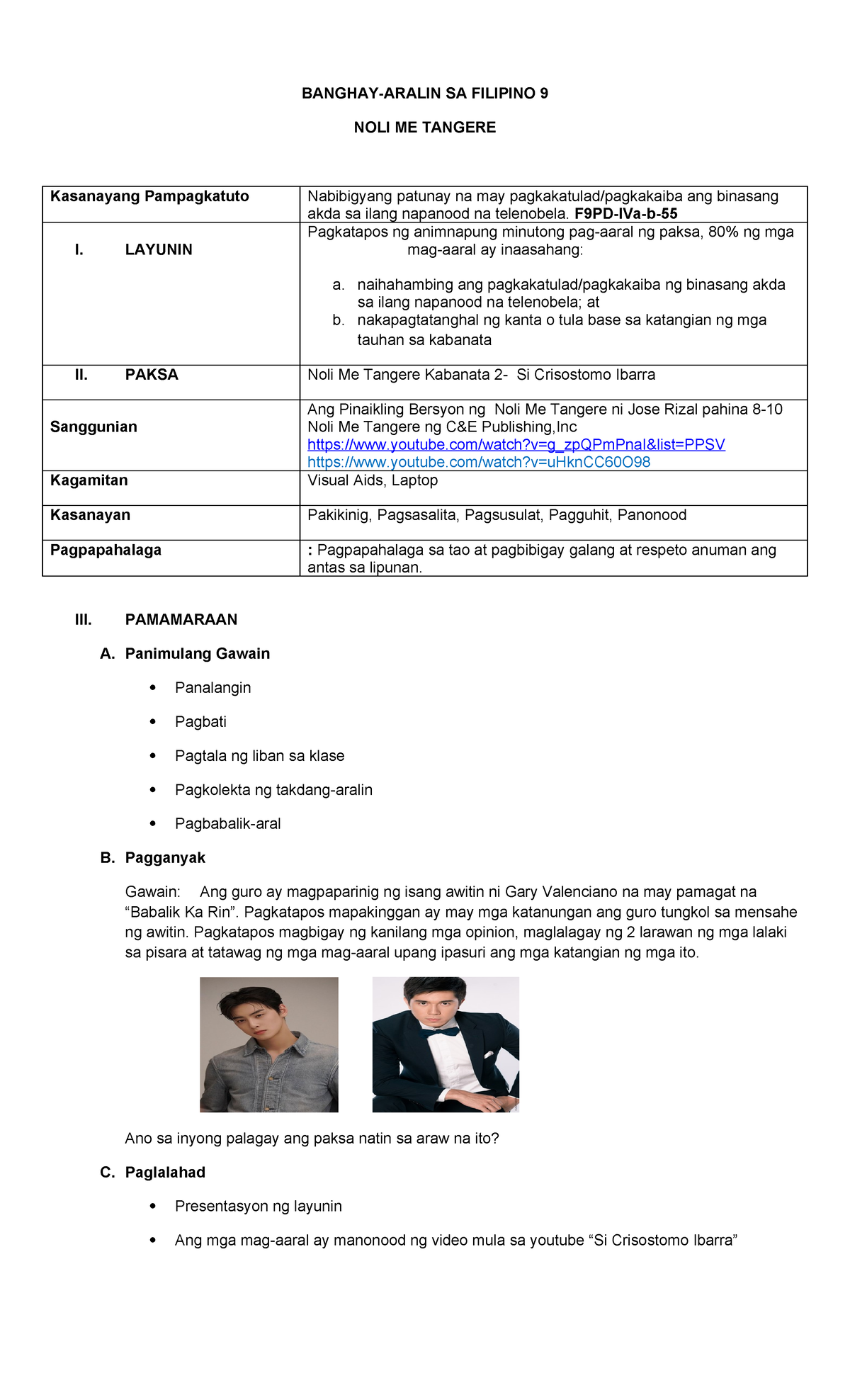 Lesson Plan Fil 9 - BANGHAY-ARALIN SA FILIPINO 9 NOLI ME TANGERE ...