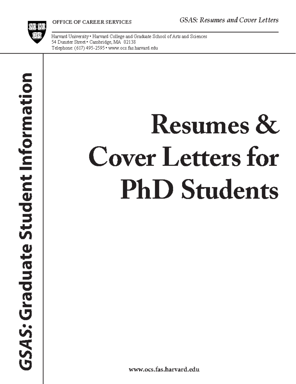 Phd resume cover letters - OFFICE OF CAREER SERVICES GSAS: Resumes and ...