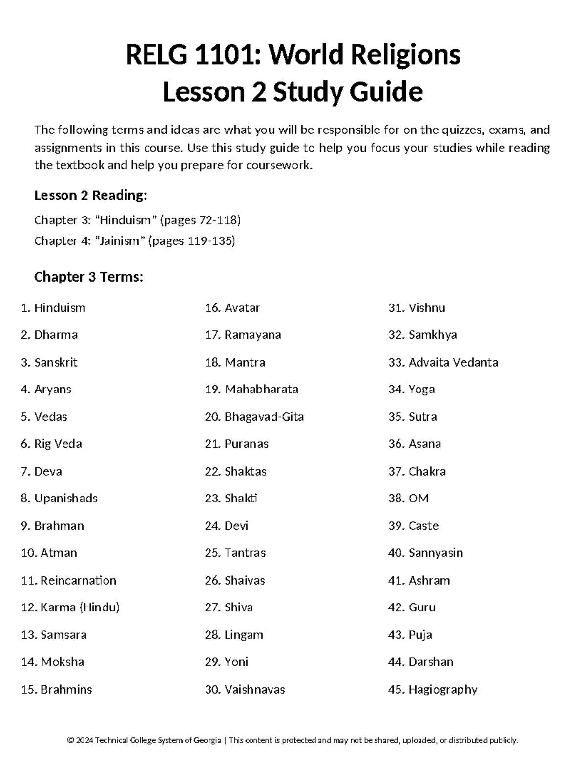 RELG 1101 - L2 - Chapter 03-04 Study Guide - RELG 1101: World Religions ...