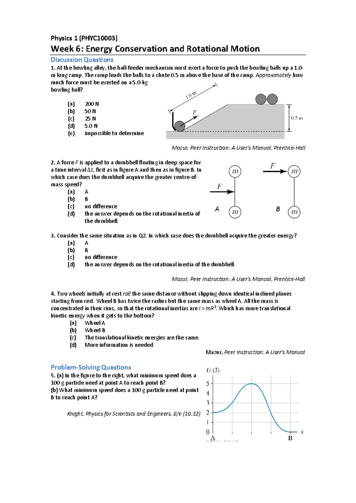 PHYC10003+PSC5 - Physics 1 (PHYC10003) Week 6: Energy Conservation and ...
