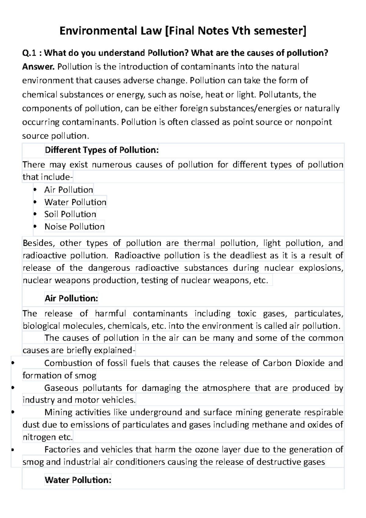 Environment Law - Pollution is the introduction of contaminants into ...