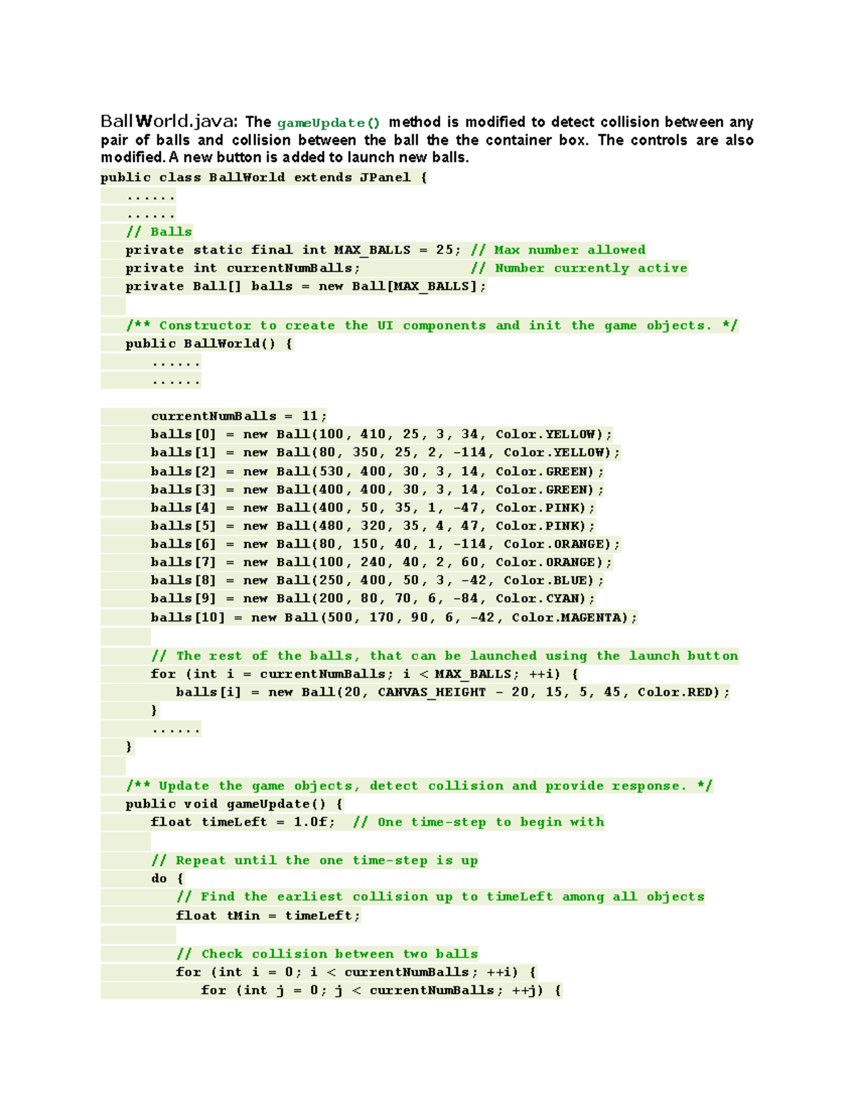 Java Programming Tutorial 134 - BallWorld: The gameUpdate() method is modified to detect ...