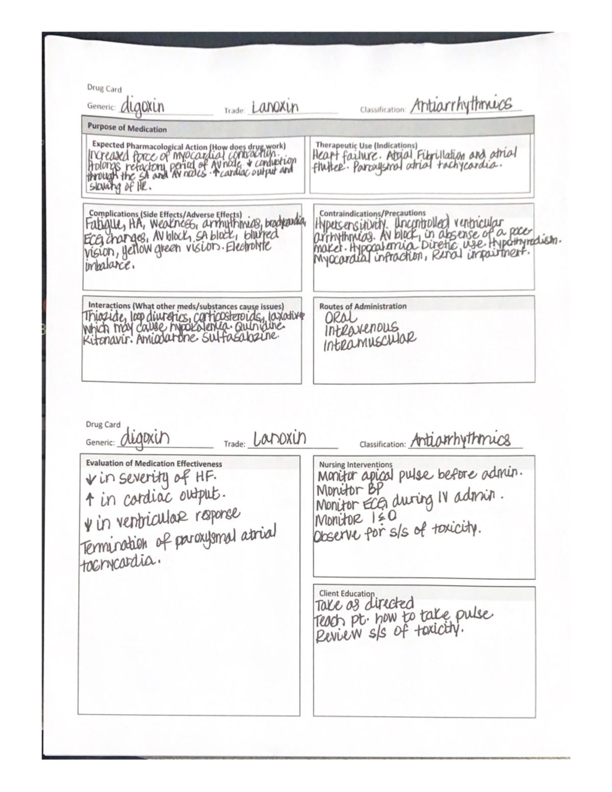 Drug Card 3 - medication - NUR2350C - Studocu