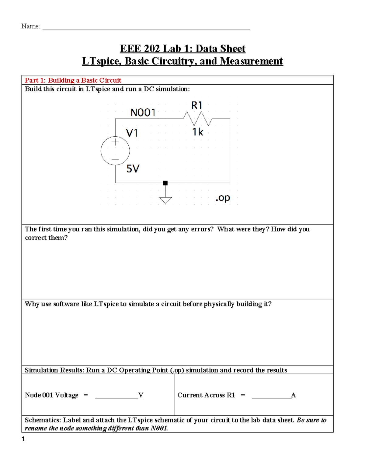 EEE 202 Lab 1 Data Sheet - none - Name ...