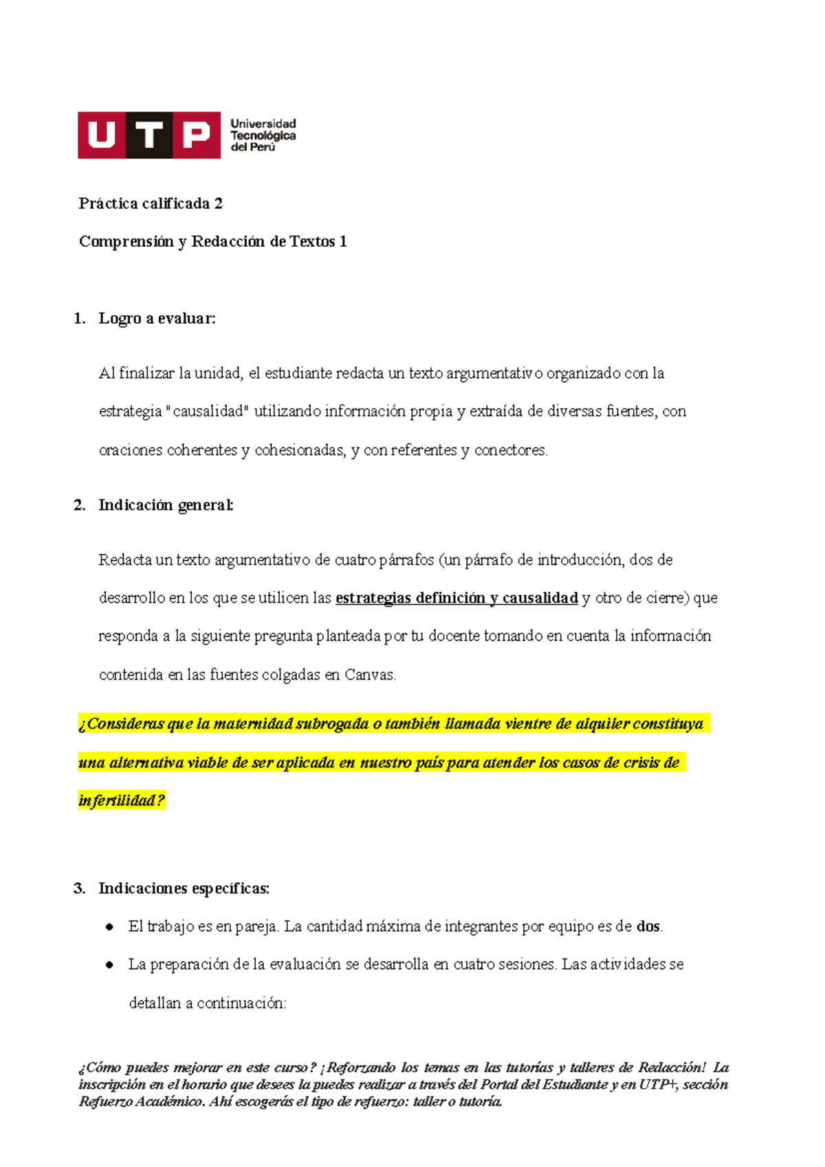Grupo 9 - GC N01I PC2Consigna 22C1M - Práctica calificada 2 Comprensión y Redacción de Textos 1 ...