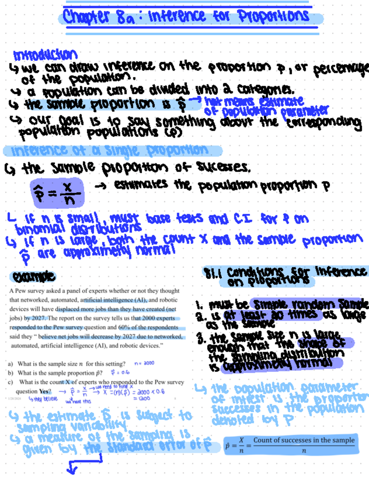 Midterm 2 Notes - Chapter 8a : Inference for proportions Introduction ...