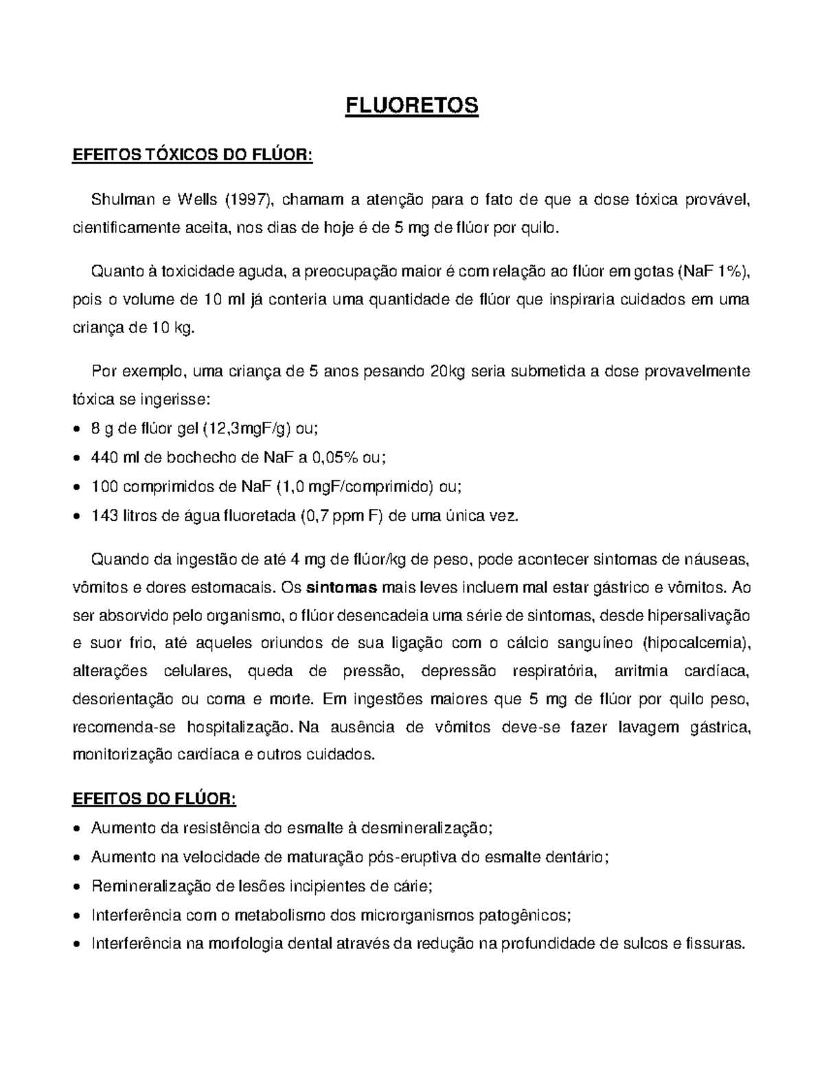 Fluoretos - Resumo aula da Disciplina de Odonto Coletiva - FLUORETOS ...