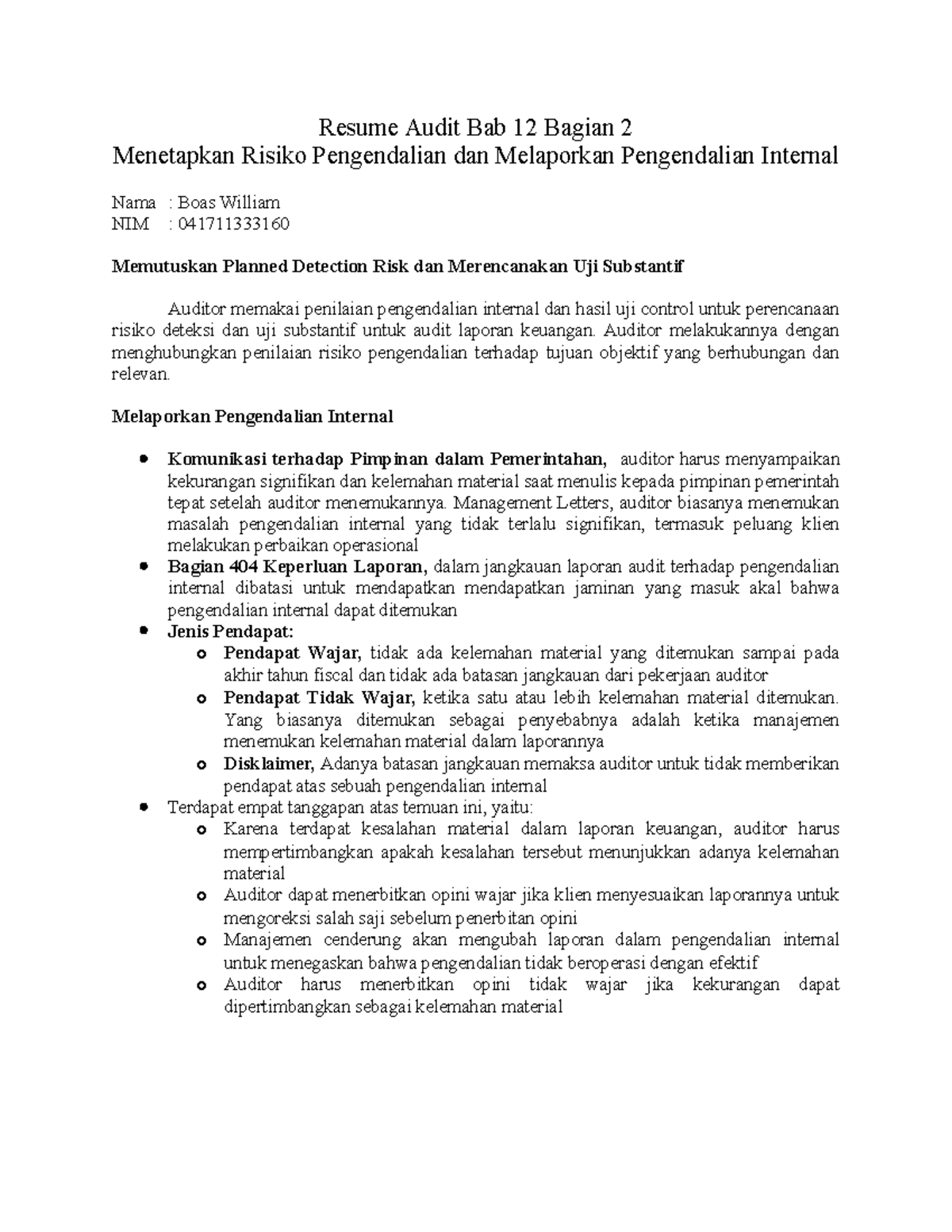 Resume Audit Bab 12 Bagian 2 - Resume Audit Bab 12 Bagian 2 Menetapkan Risiko Pengendalian dan ...