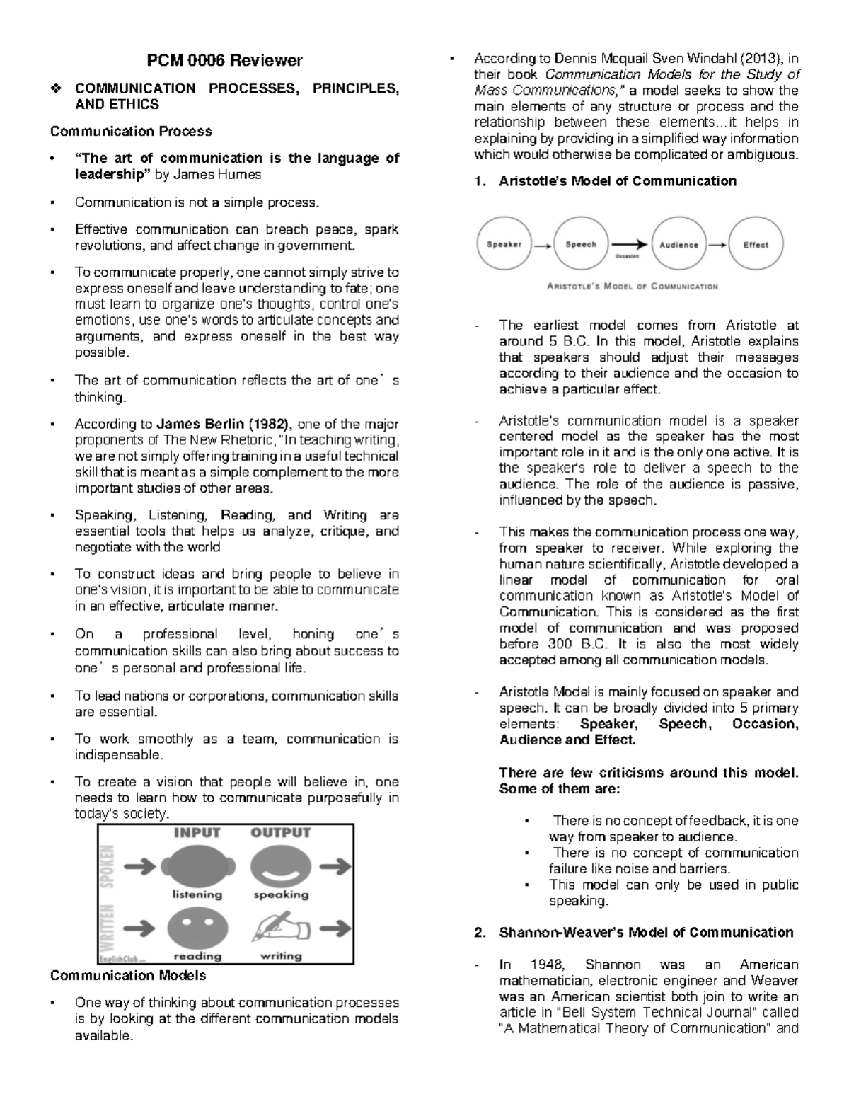 PCM 0006 Reviewer 2021-2022 - PCM 0006 Reviewer COMMUNICATION PROCESSES ...