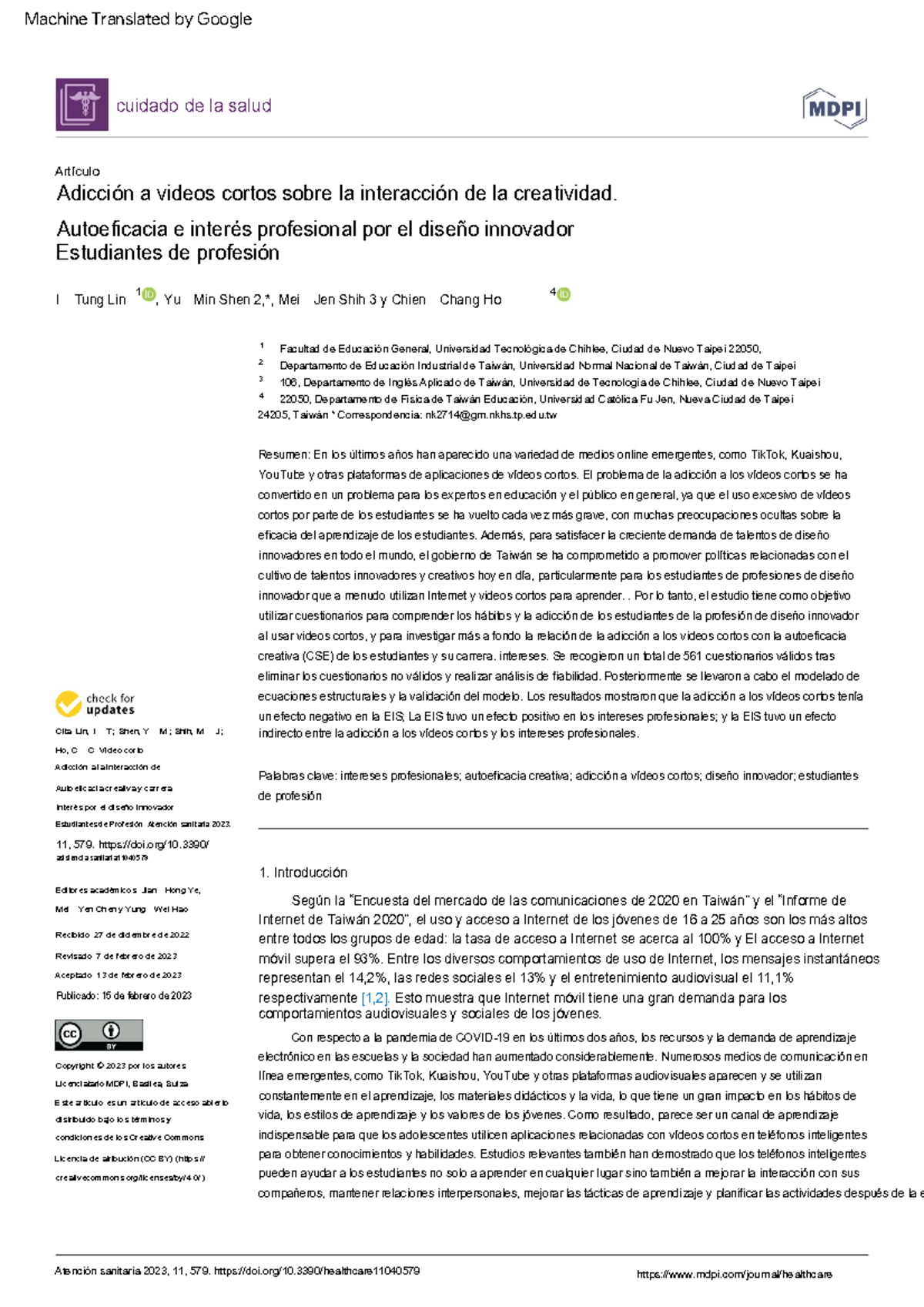 Short Video Addiction on the I - Facultad de Educación General ...