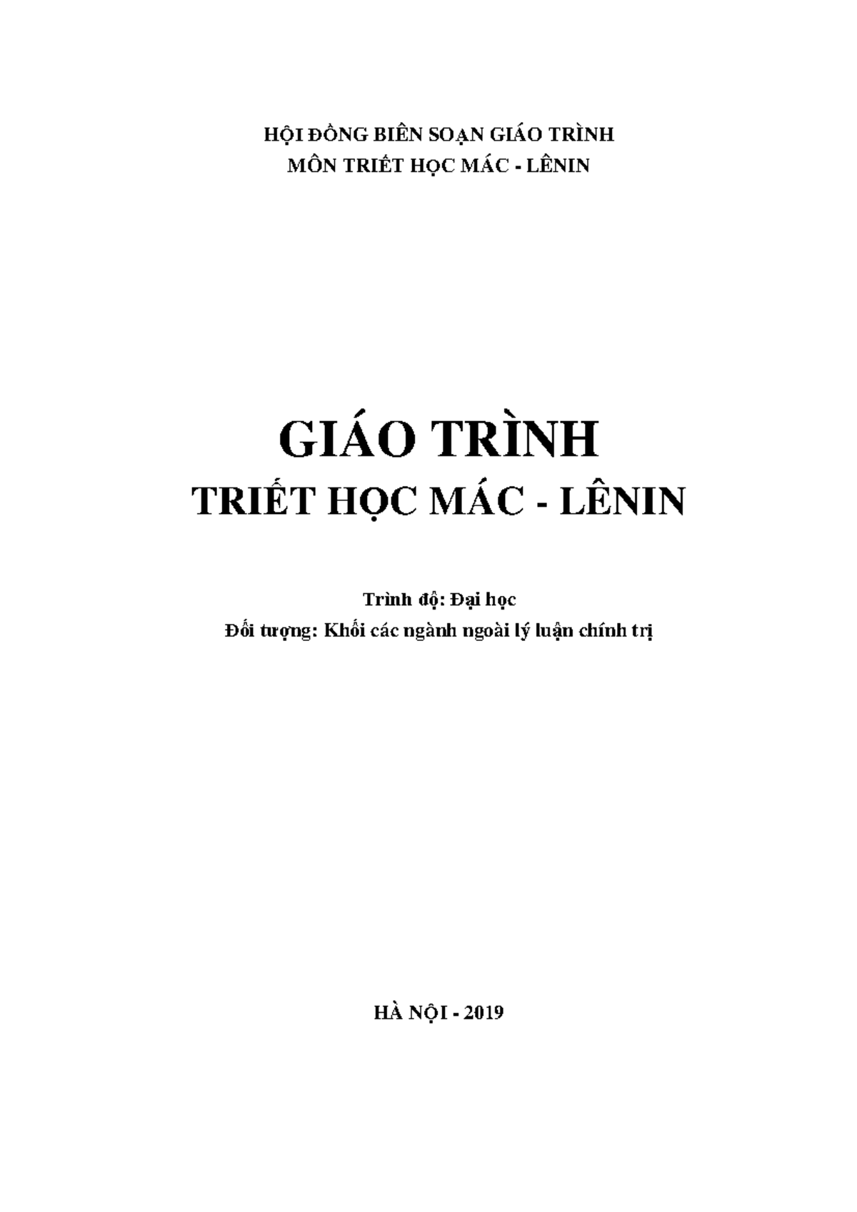 Giao trinh Triet hoc BGD 2019 - Math-Information-Technology - Studocu