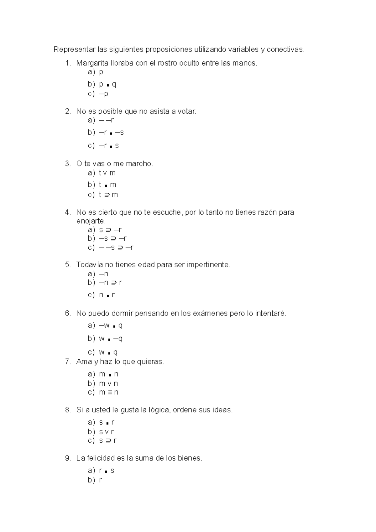 Actividad 2 - Simbolizar - Representar las siguientes proposiciones ...