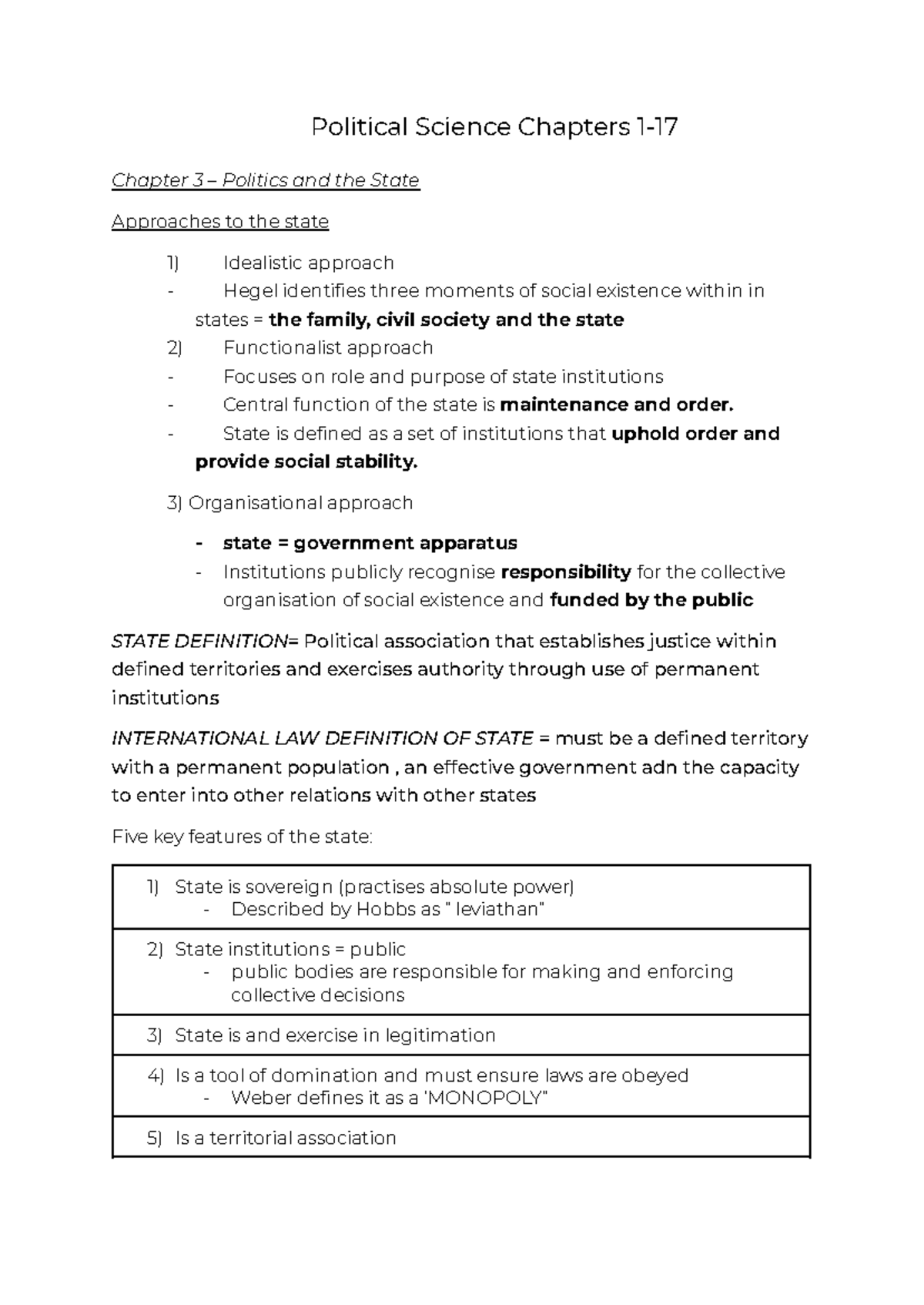 Polsci notes - Summary Politics - Political Science Chapters 1- Chapter ...