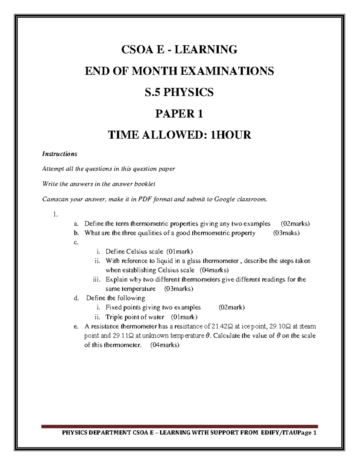 S.5 Physics - PHYSICS DEPARTMENT CSOA E – LEARNING WITH SUPPORT FROM ...