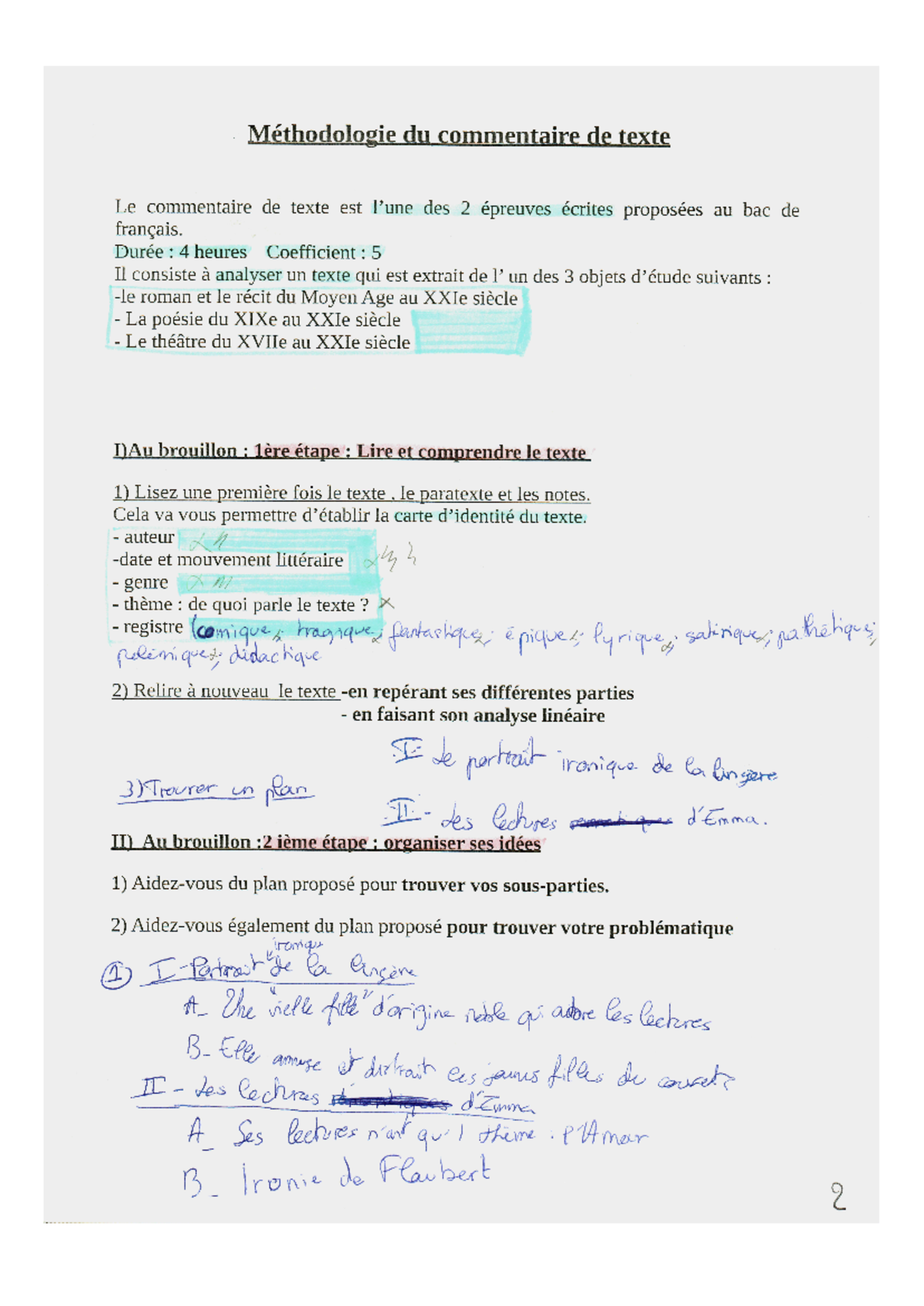 Méthodologie du commentaire 1 - Français - Studocu