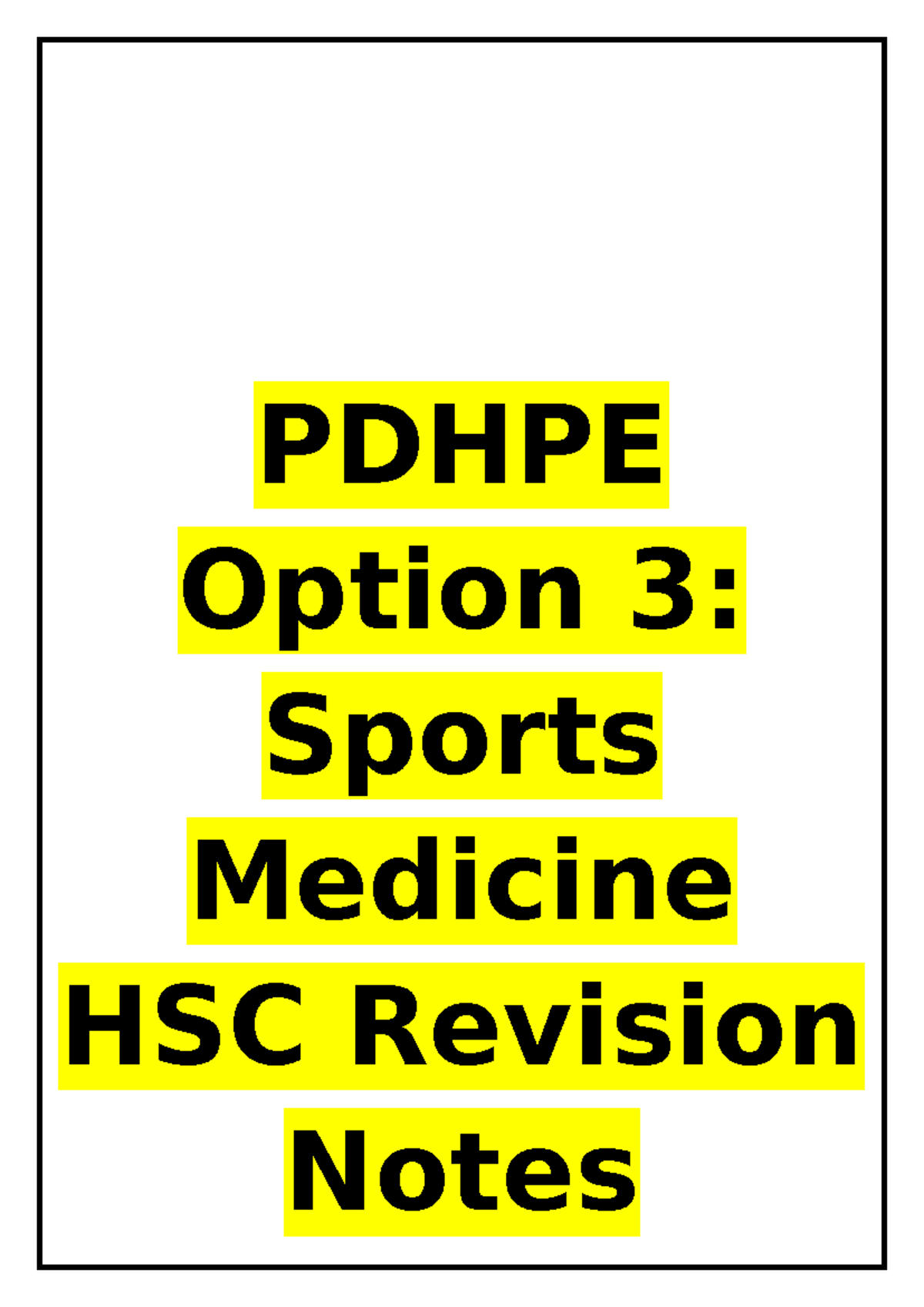 Option 3 - Sports Medicine HSC Revision Notes - PDHPE Option 3: Sports ...