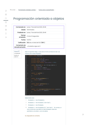 Actividad 1 Programacion orientada a objetos - Nombre de la materia Programacion orientada a ...