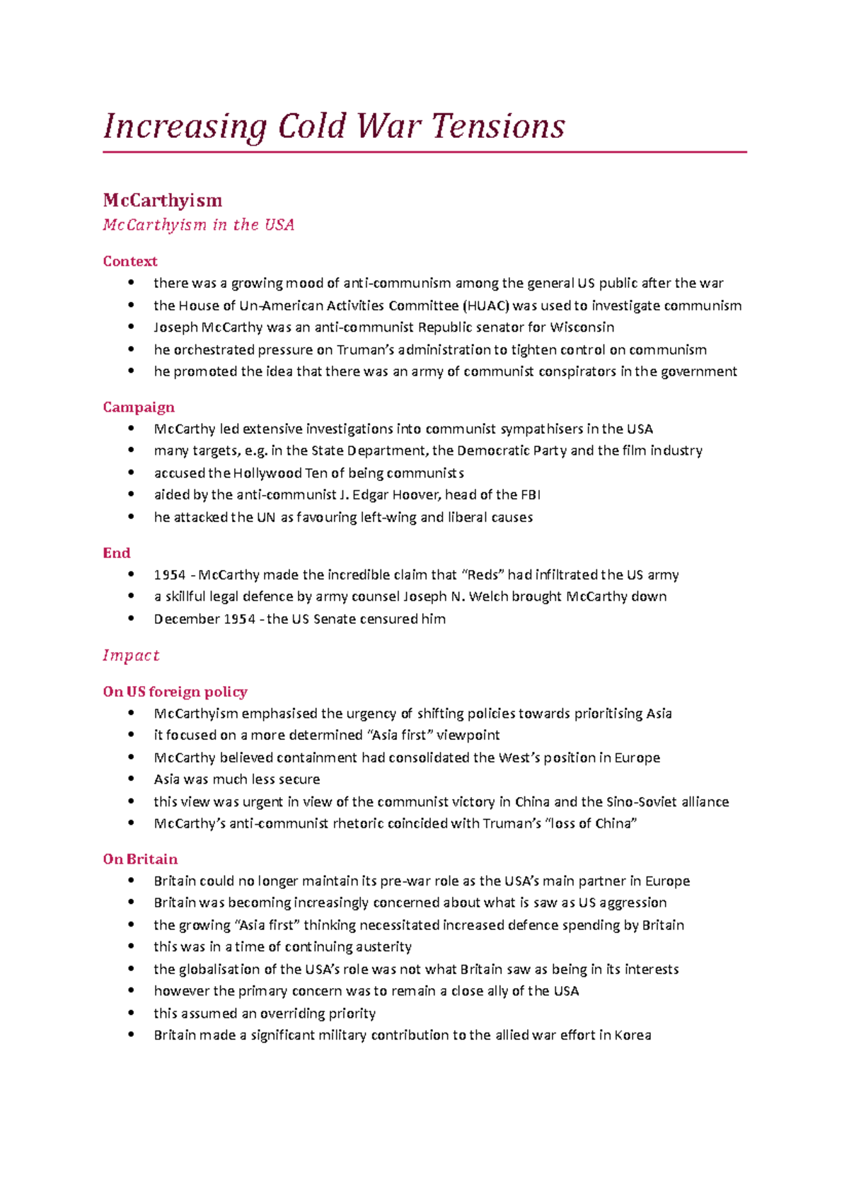 7 Increasing Cold War Tensions - Increasing Cold War Tensions ...