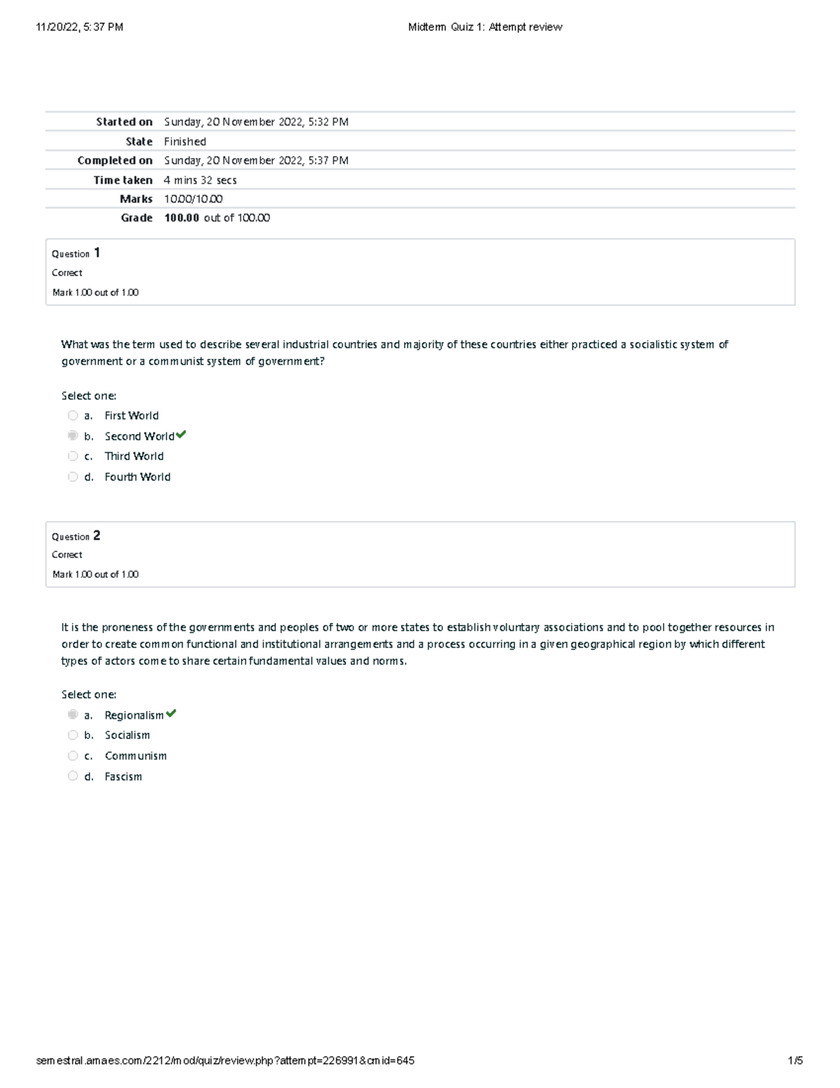 CONTEMPORARY WORLD Midterm Quiz 1 Attempt review - Started on Sunday ...