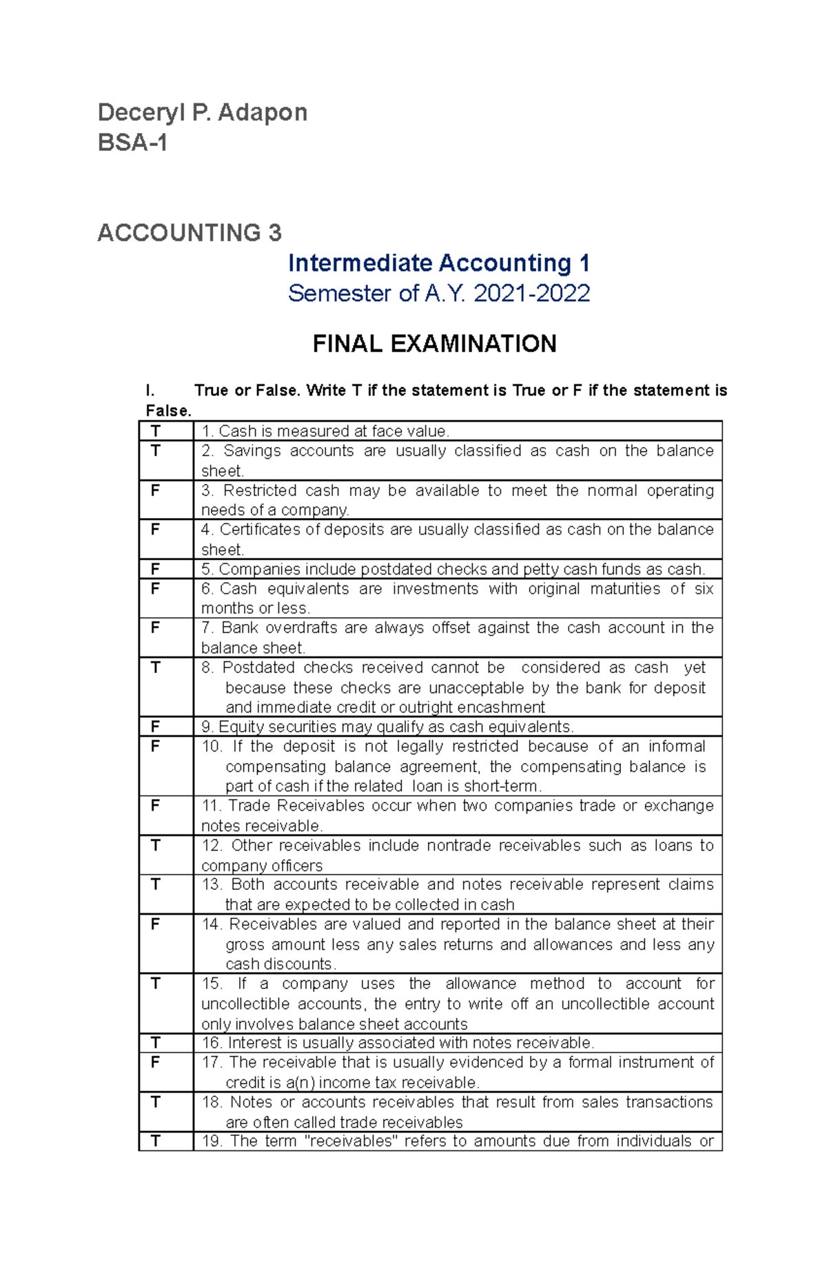 Deceryl-P - Study - Deceryl P. Adapon BSA- ACCOUNTING 3 Intermediate ...