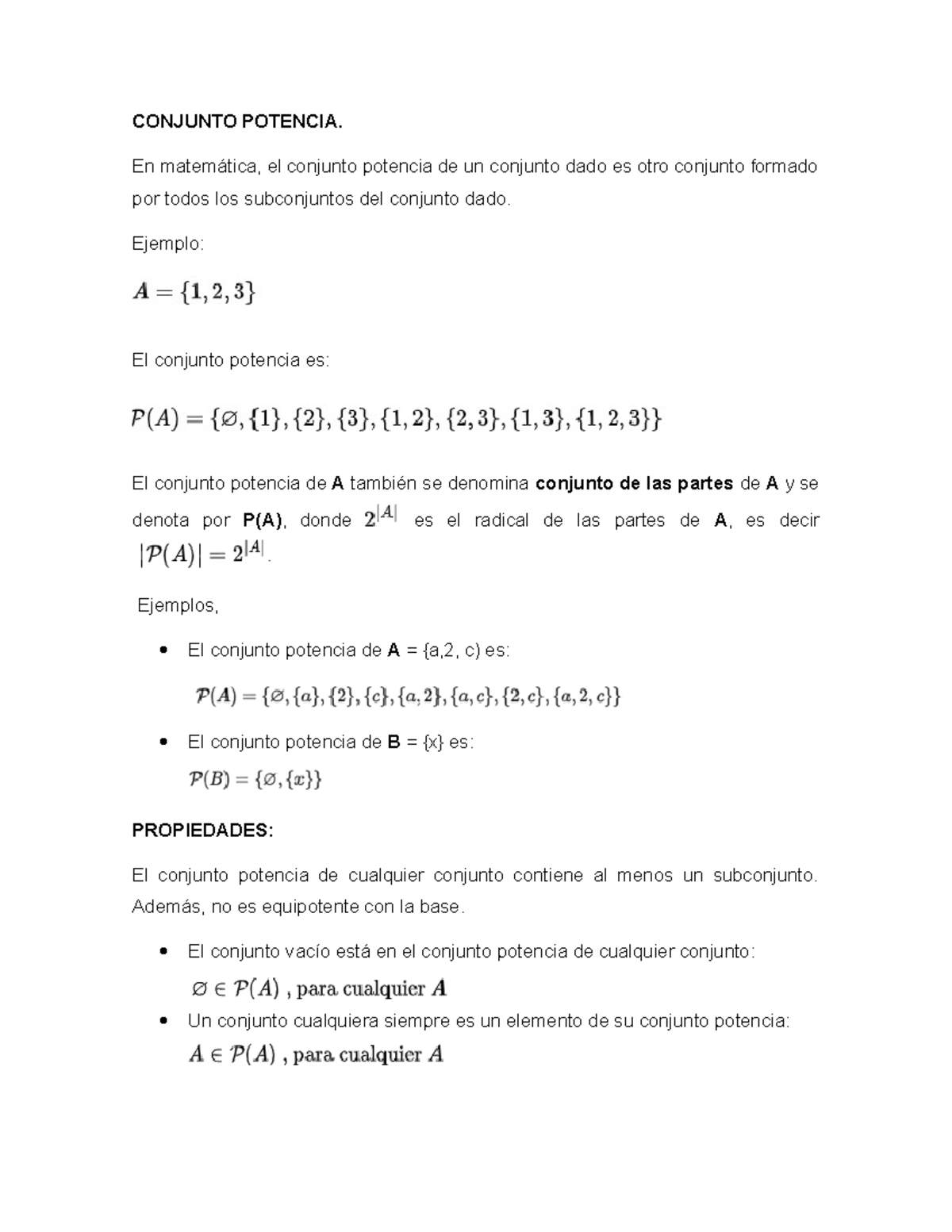Conjunto Potencia - CONJUNTO POTENCIA. En matemática, el conjunto ...