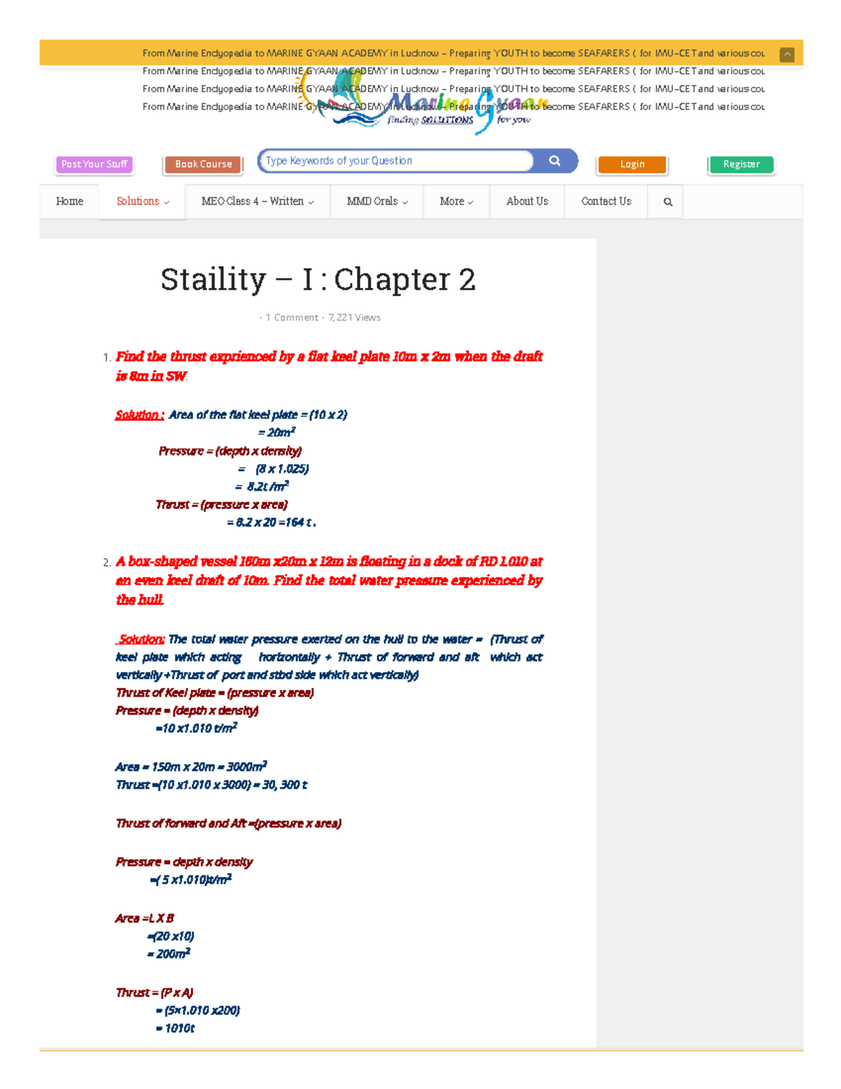 2 - Solved problems of chapter 2 of ship stability - Staility – I : Chapter 2 1 Comment•7,221 ...