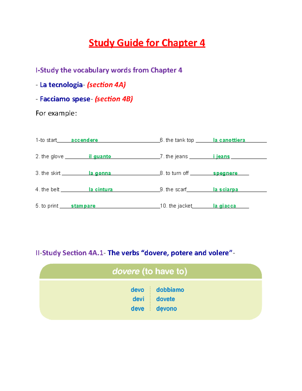 Study Guide for Chapter 4 - Answers - Study Guide for Chapter 4 I-Study the vocabulary words ...