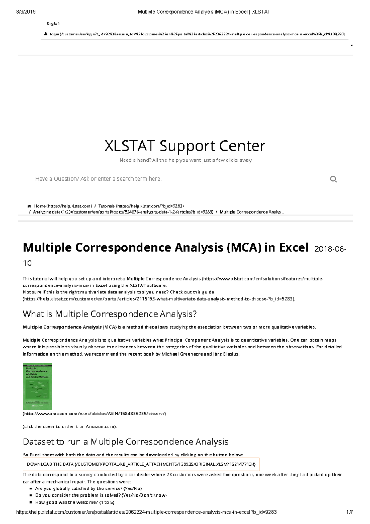 Multiple Correspondence Analysis (MCA) in Excel - Home Tutorials ...