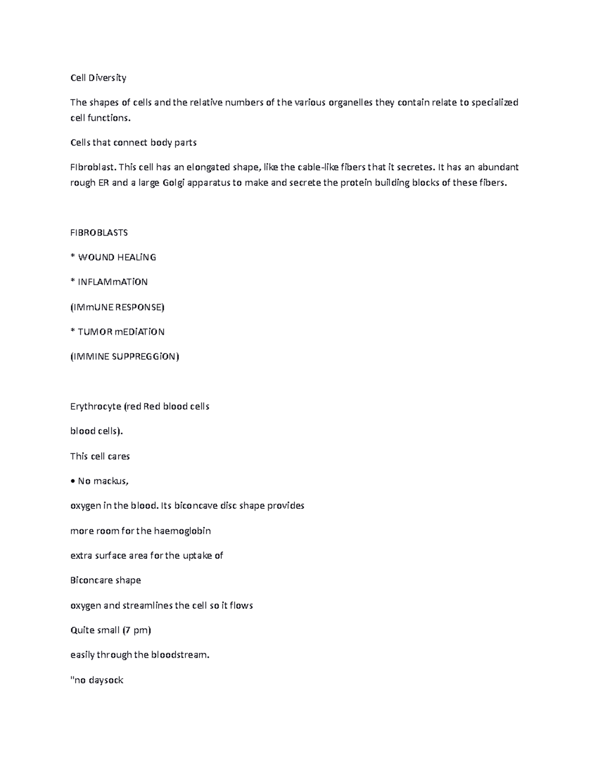 Cell Diversity-WPS Office - Cell Diversity The shapes of cells and the ...