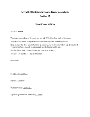 Assignment_1, Business Analysis Roles Assignment - Read chapter 5 ...