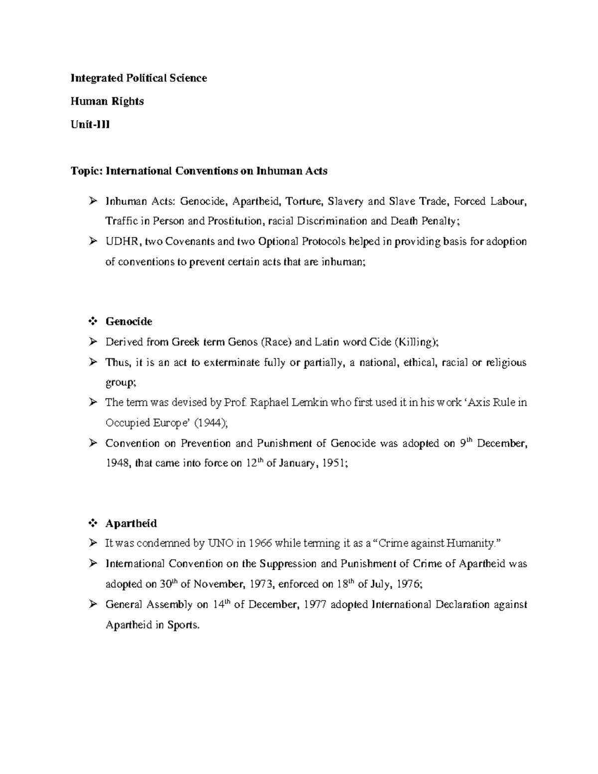 Human Rights Unit 2 - Integrated Political Science Human Rights Unit ...