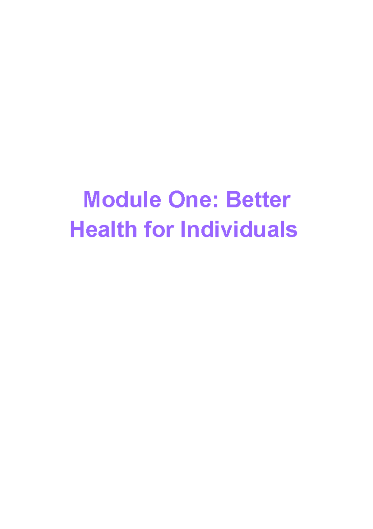 Pdhpe Notes preliminary year 11 - Module One: Better Health for ...