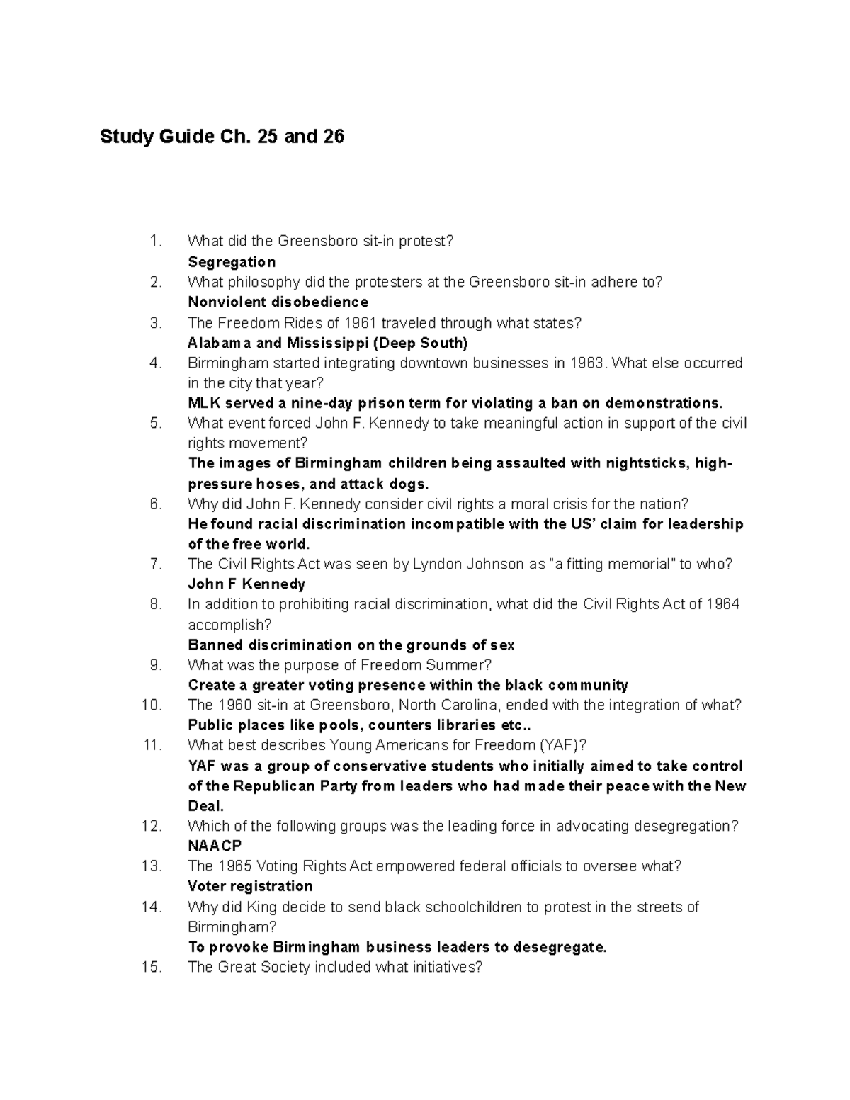 Ch. 25 and 26 Study Guide - Copy - Study Guide Ch. 25 and 26 1. What ...