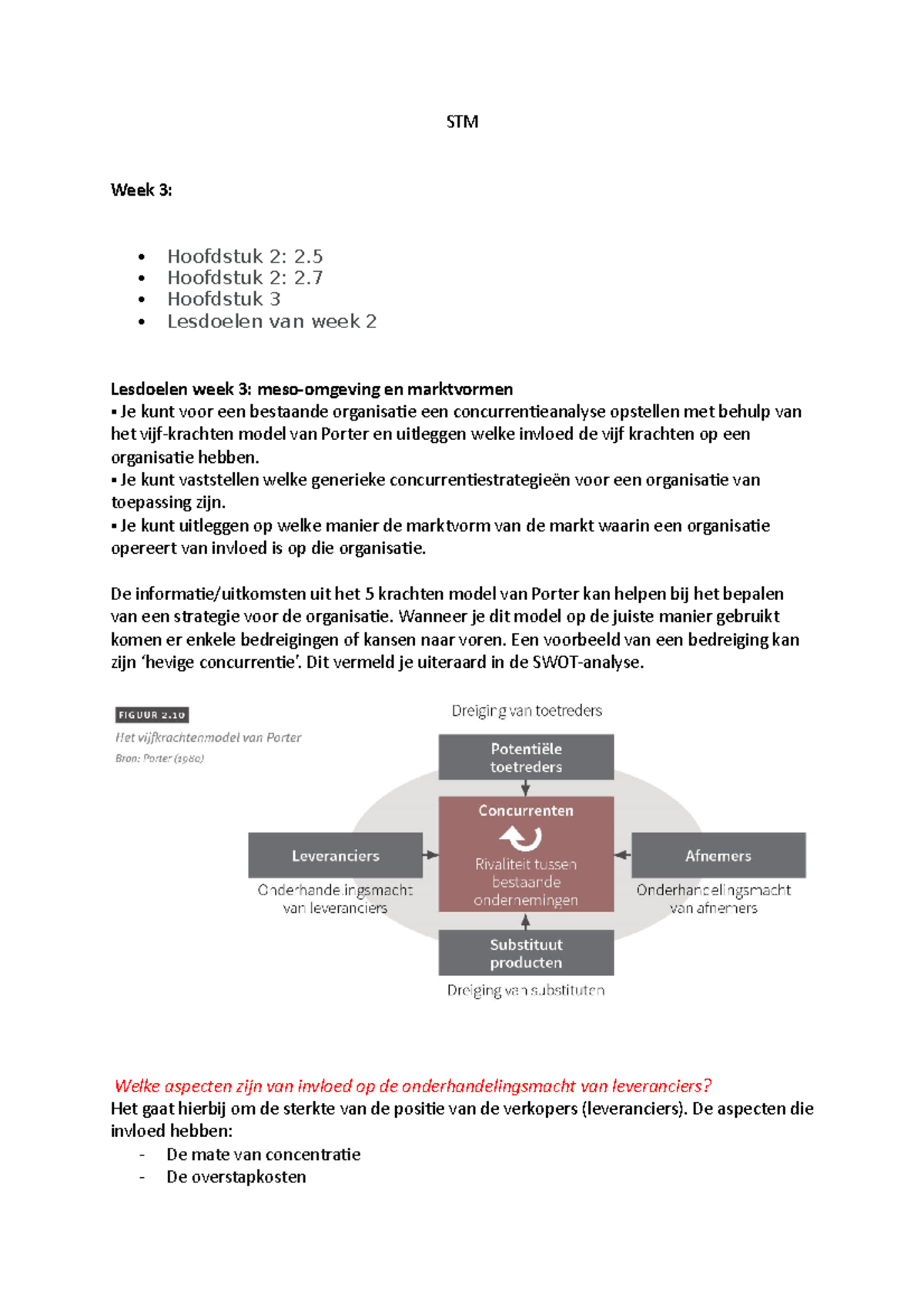STM week 3 - samenvatting Strategisch Management antwoorden op de gegeven powerpoint van - STM ...