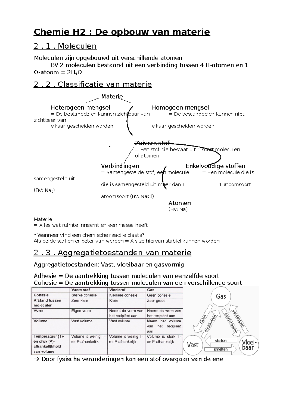 Chemie H2 - 1 . Moleculen Moleculen zijn opgebouwd uit verschillende ...